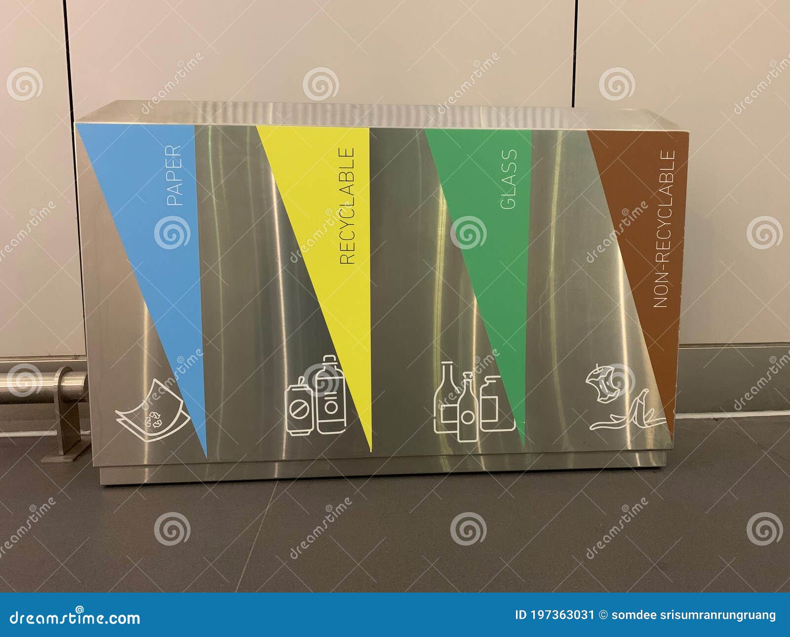 Trash Containers for Four Trash Bins for Different Types of Garbage ...