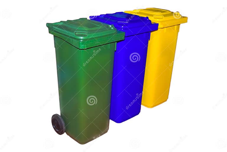 Trash Containers for Garbage Separation Stock Photo - Image of plastic ...