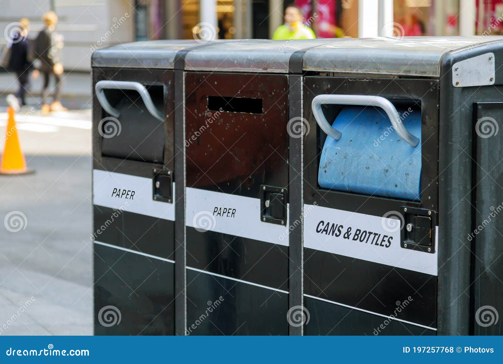 Trash Containers for Three Trash Bins for Different Types of Garbage in ...