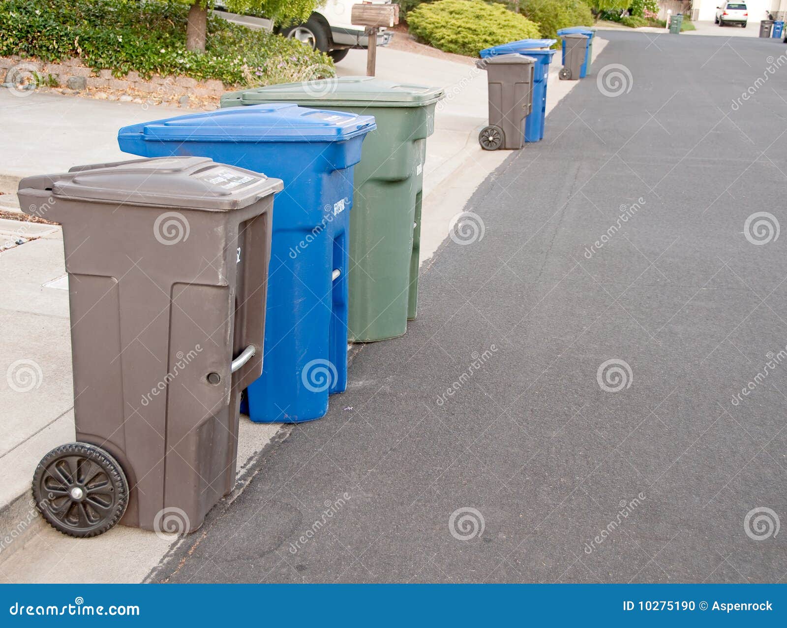 Trash day stock photo. Image of garbage, sidewalk, blue - 10275190