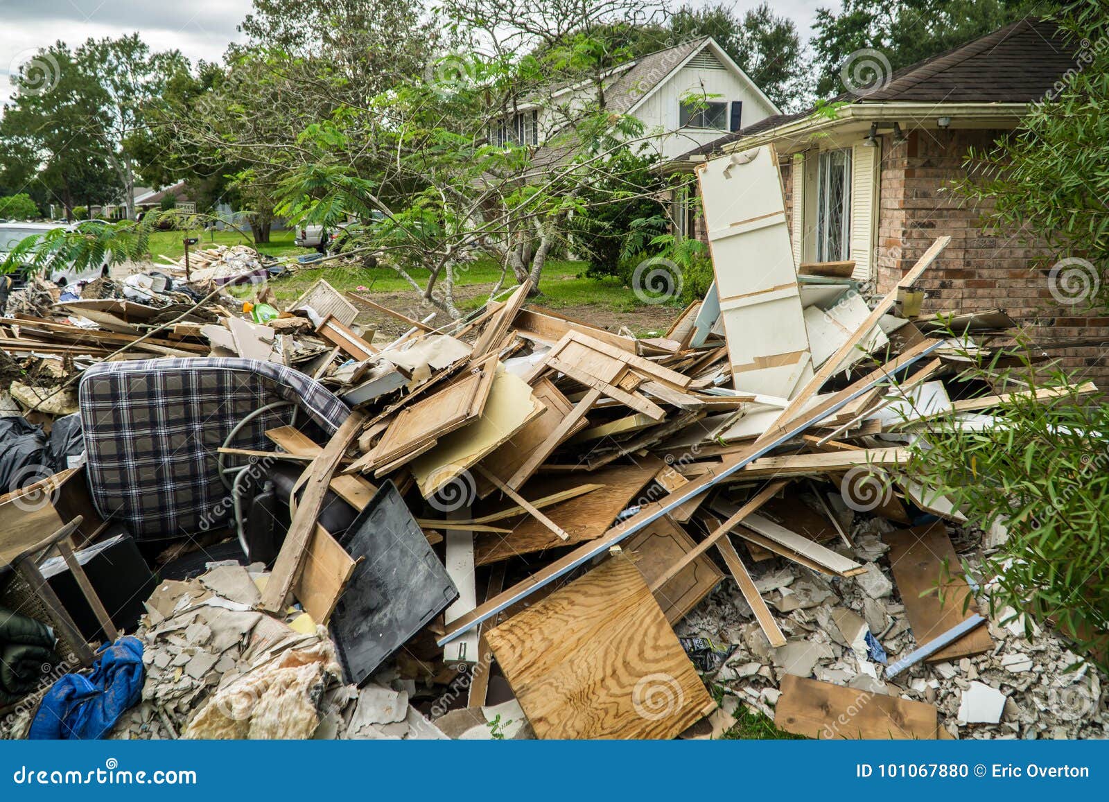 Trash and Debris Outside of Houston Homes Stock Photo - Image of ...