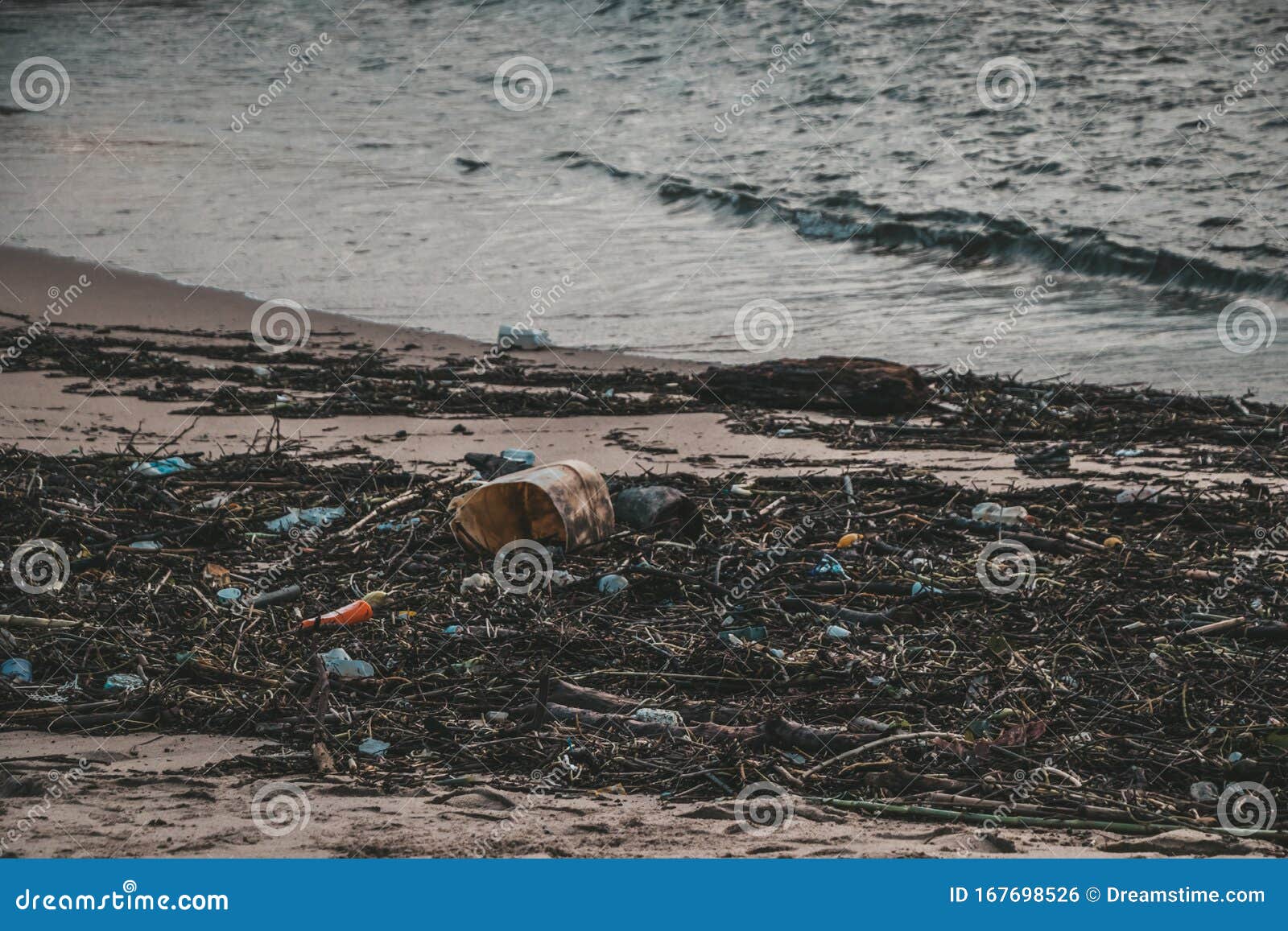 Trash Dragged by the Ocean after a Storm Stock Photo - Image of dump ...