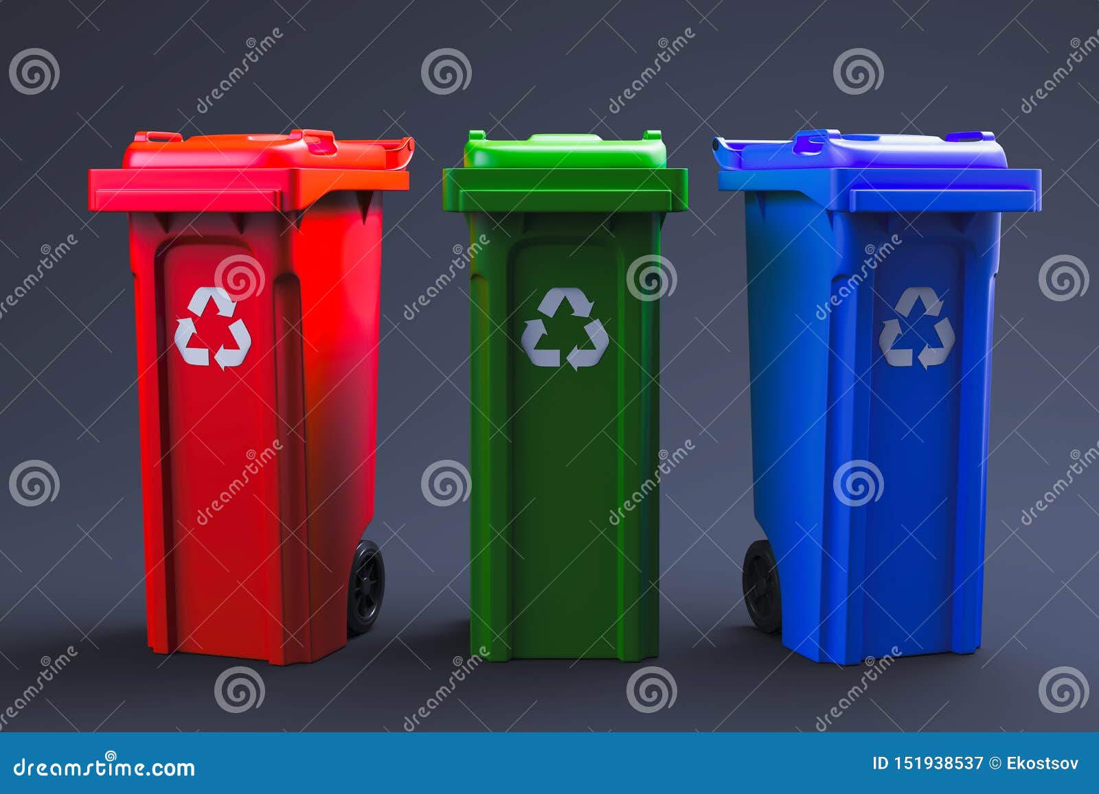 Trash Dumpsters Isolated on Black Background. 3d Rendering Stock ...