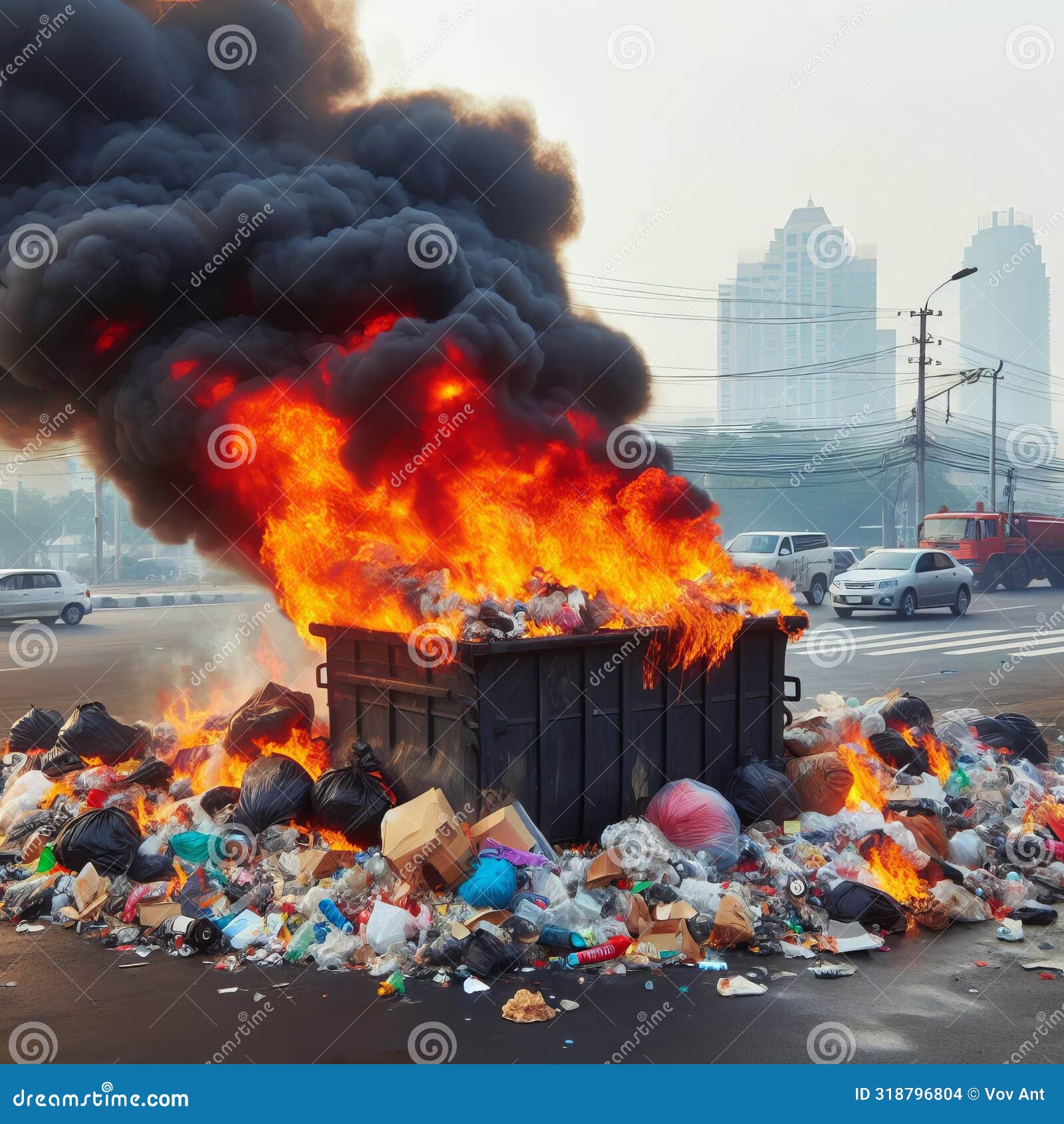 Trash Fire an Uncontrolled Fire that Burns through Discarded Ws Stock ...