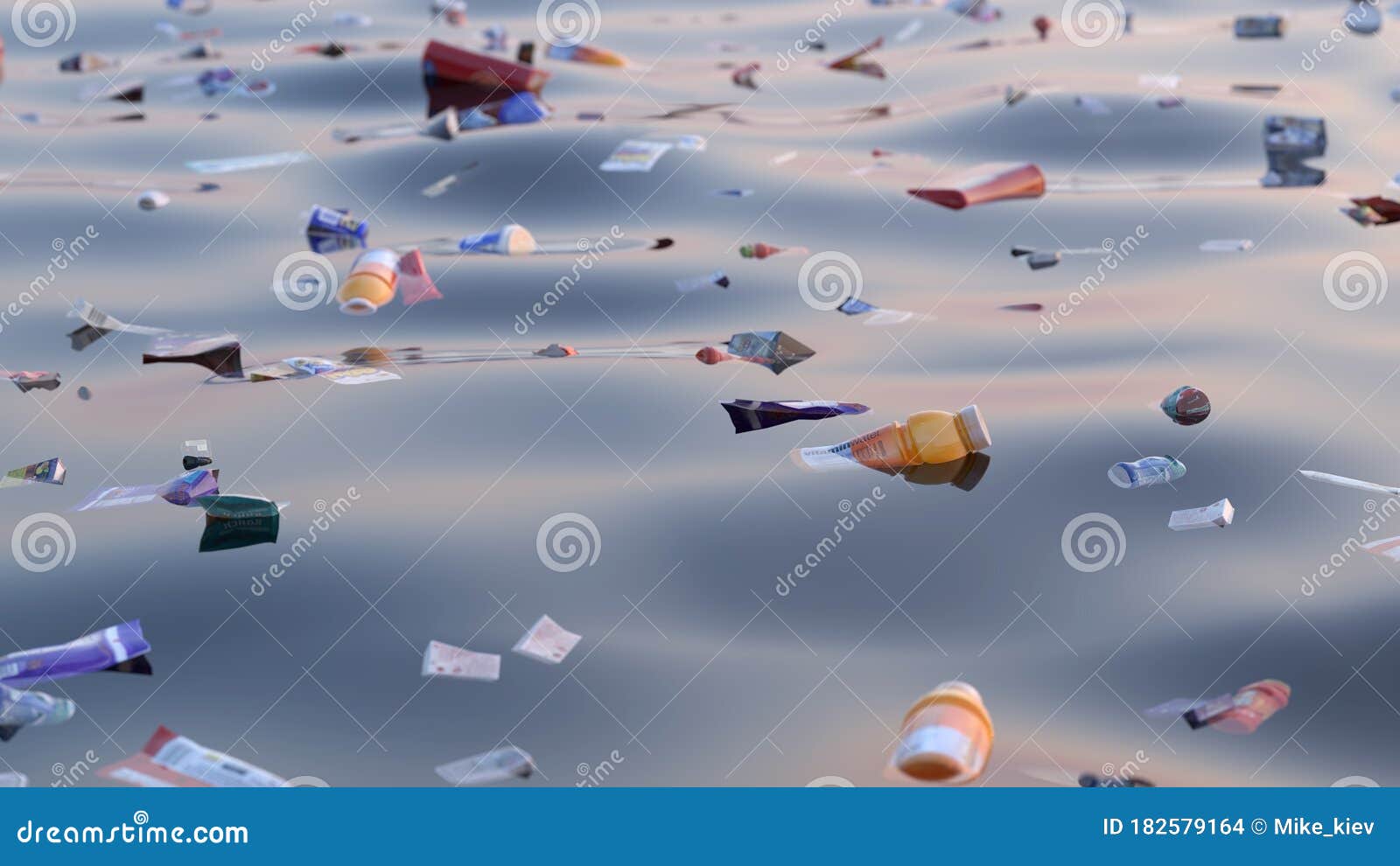 Trash Floating on the Water Stock Illustration - Illustration of ...