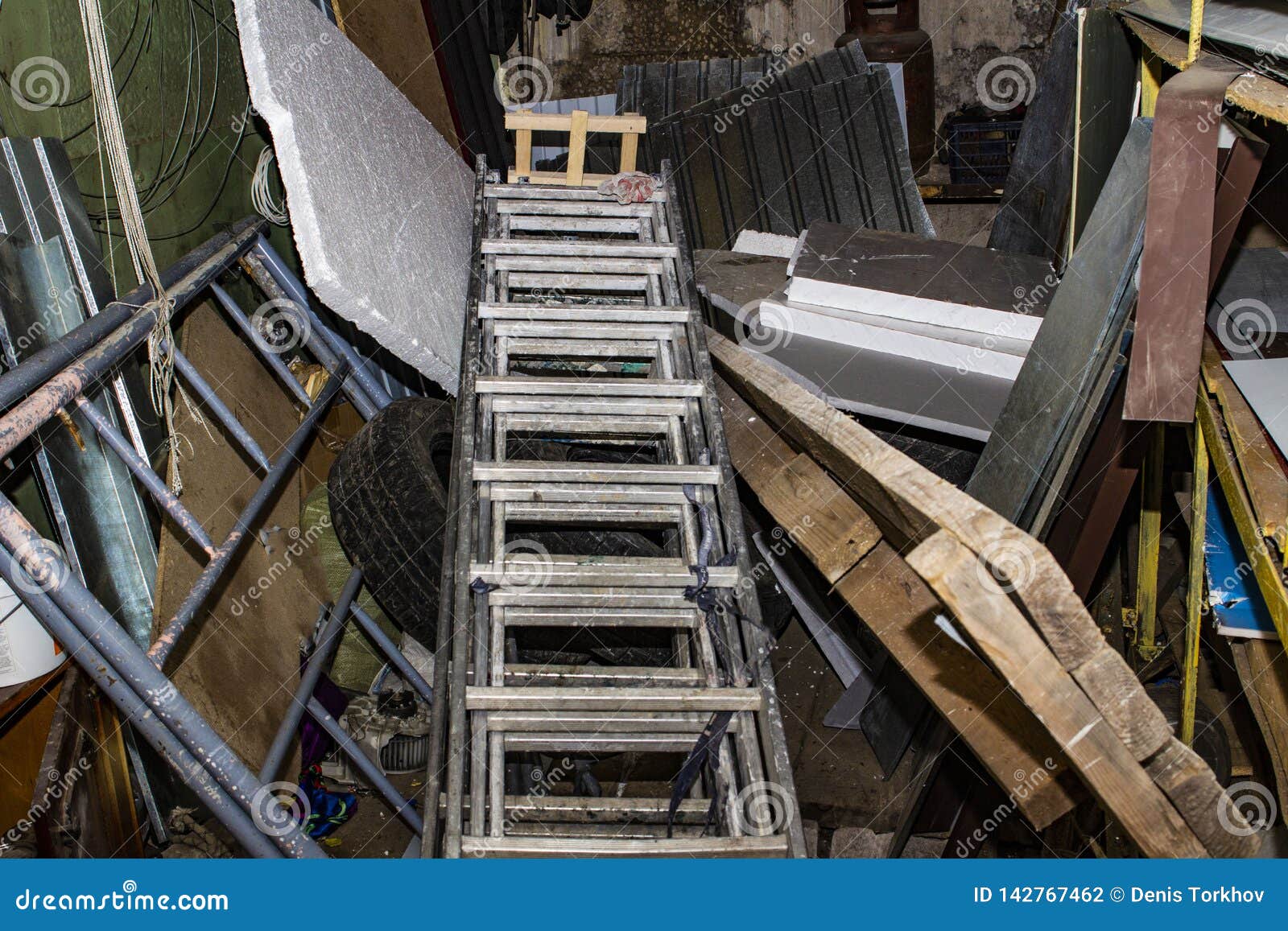 Trash in the Garage, Piled Up Different Old Things Stock Photo - Image ...