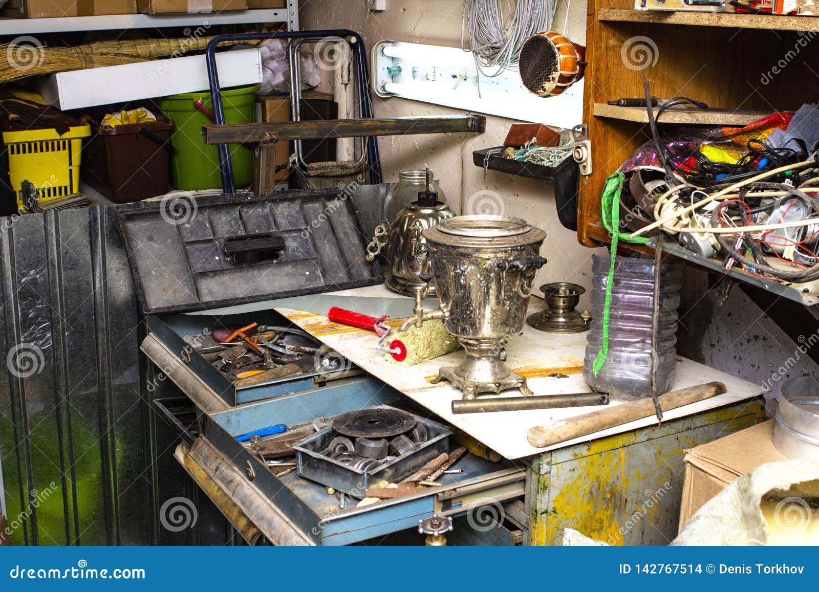 Trash in the Garage, Piled Up Different Old Things Stock Photo - Image ...