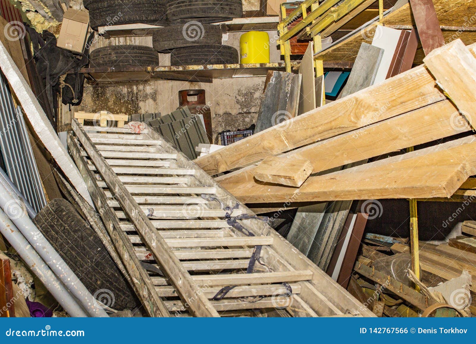Trash in the Garage, Piled Up Different Old Things Stock Photo - Image ...