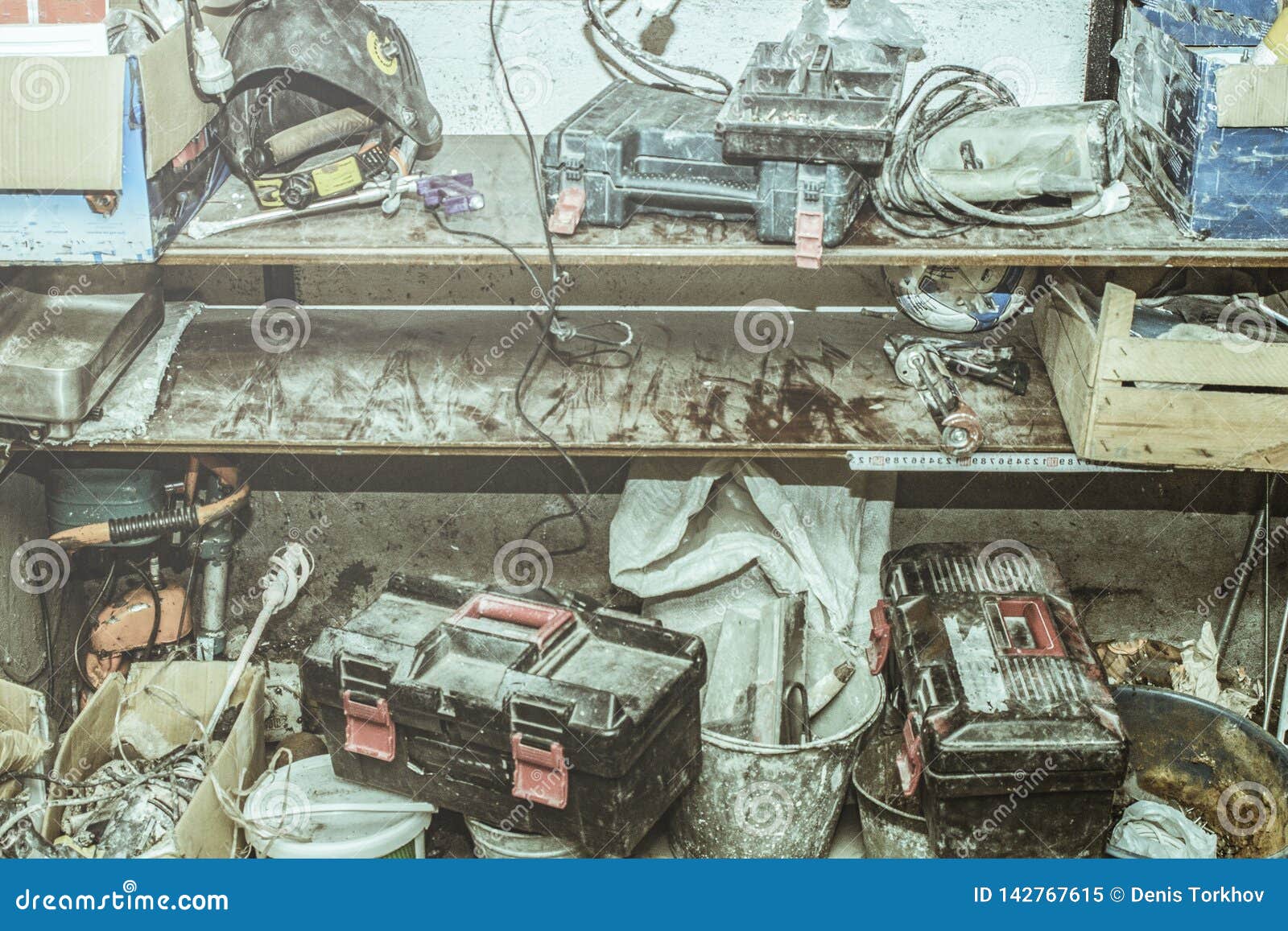 Trash in the Garage, Piled Up Different Old Things Stock Image - Image ...