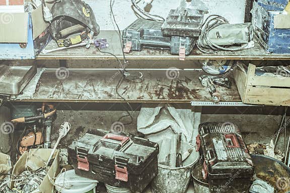 Trash in the Garage, Piled Up Different Old Things Stock Image - Image ...