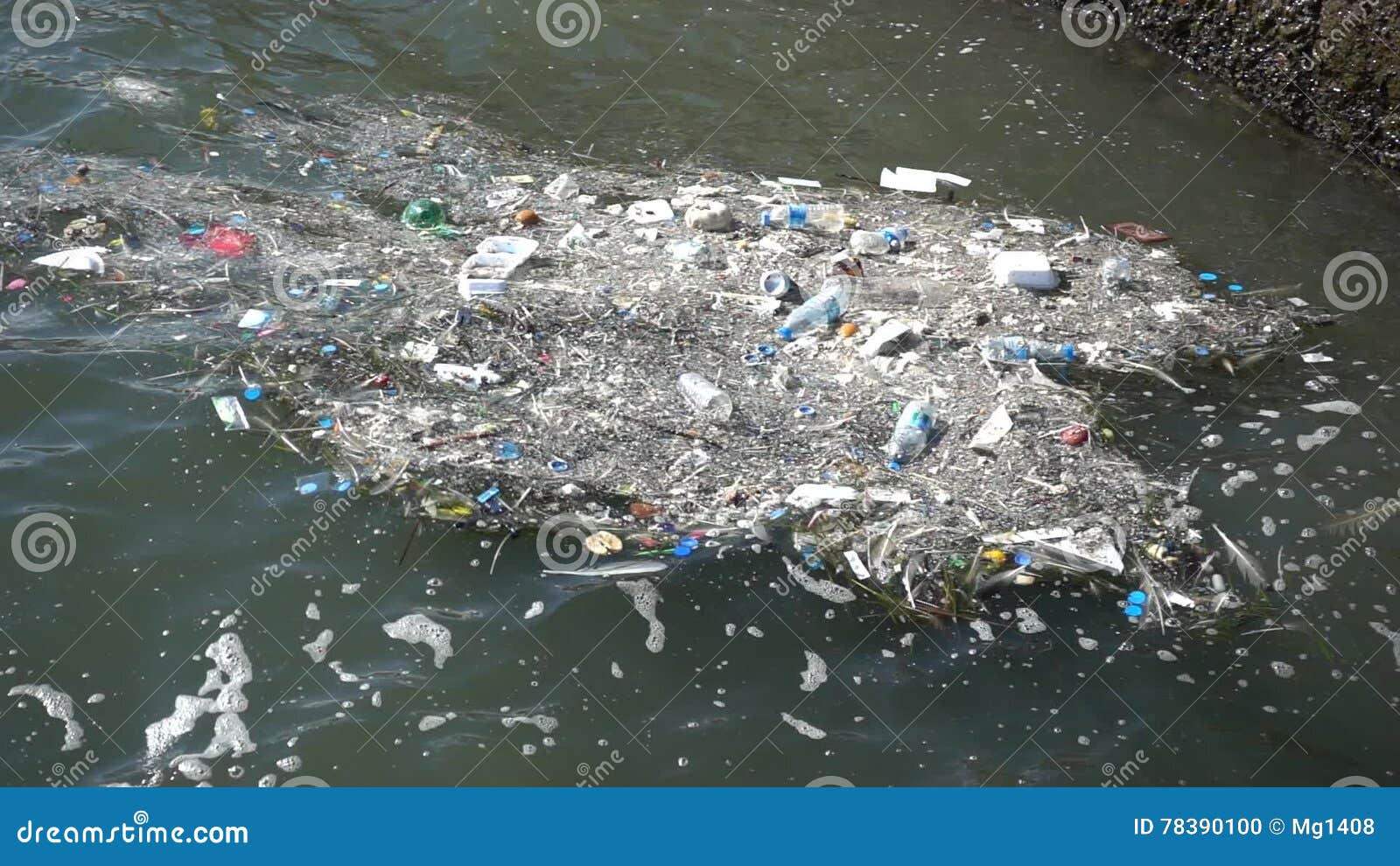 Trash and Garbage Floating on the Surface of the Water. Stock Footage ...