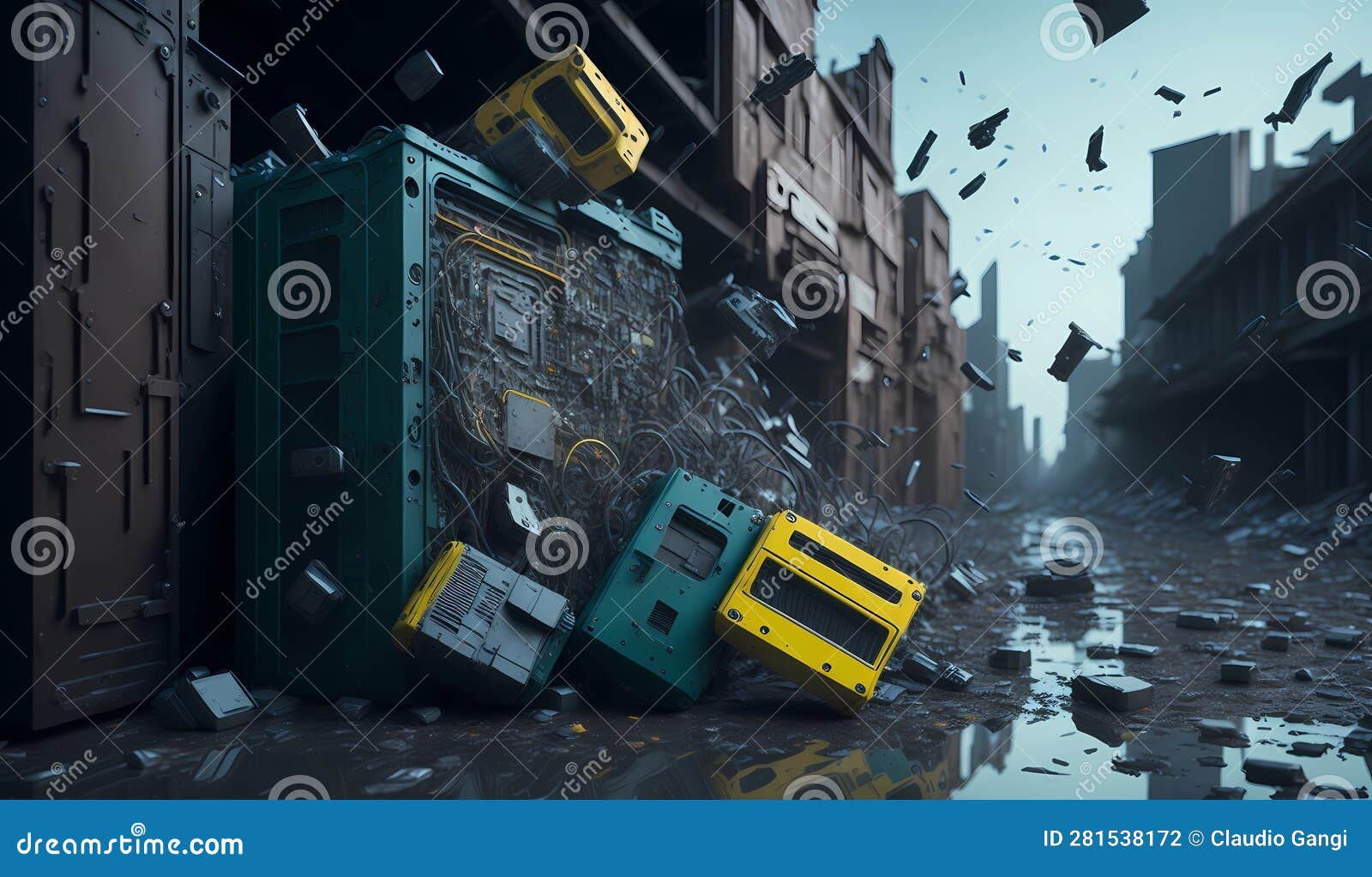 Trash Garbage Old Computer Parts Stock Illustration - Illustration of ...