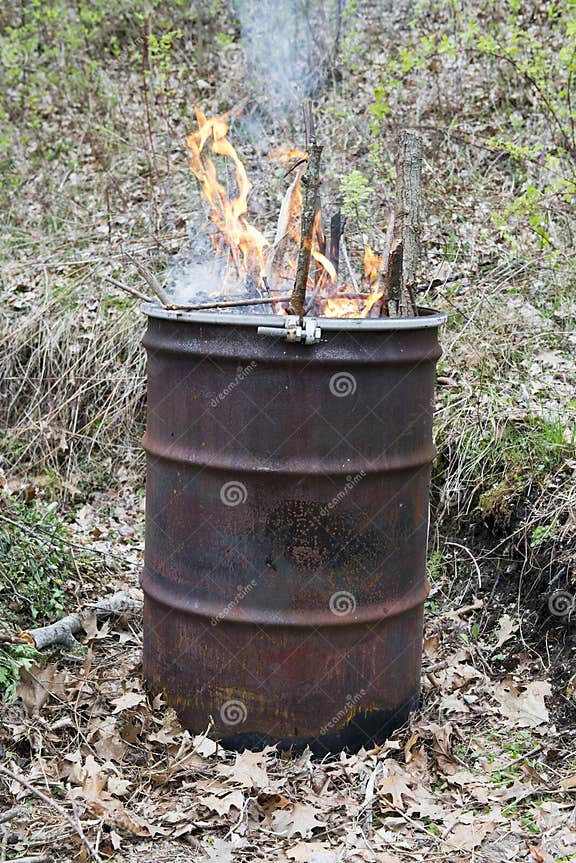 Trash and Garbage in Old Rusty Burning Barrel Stock Photo - Image of ...