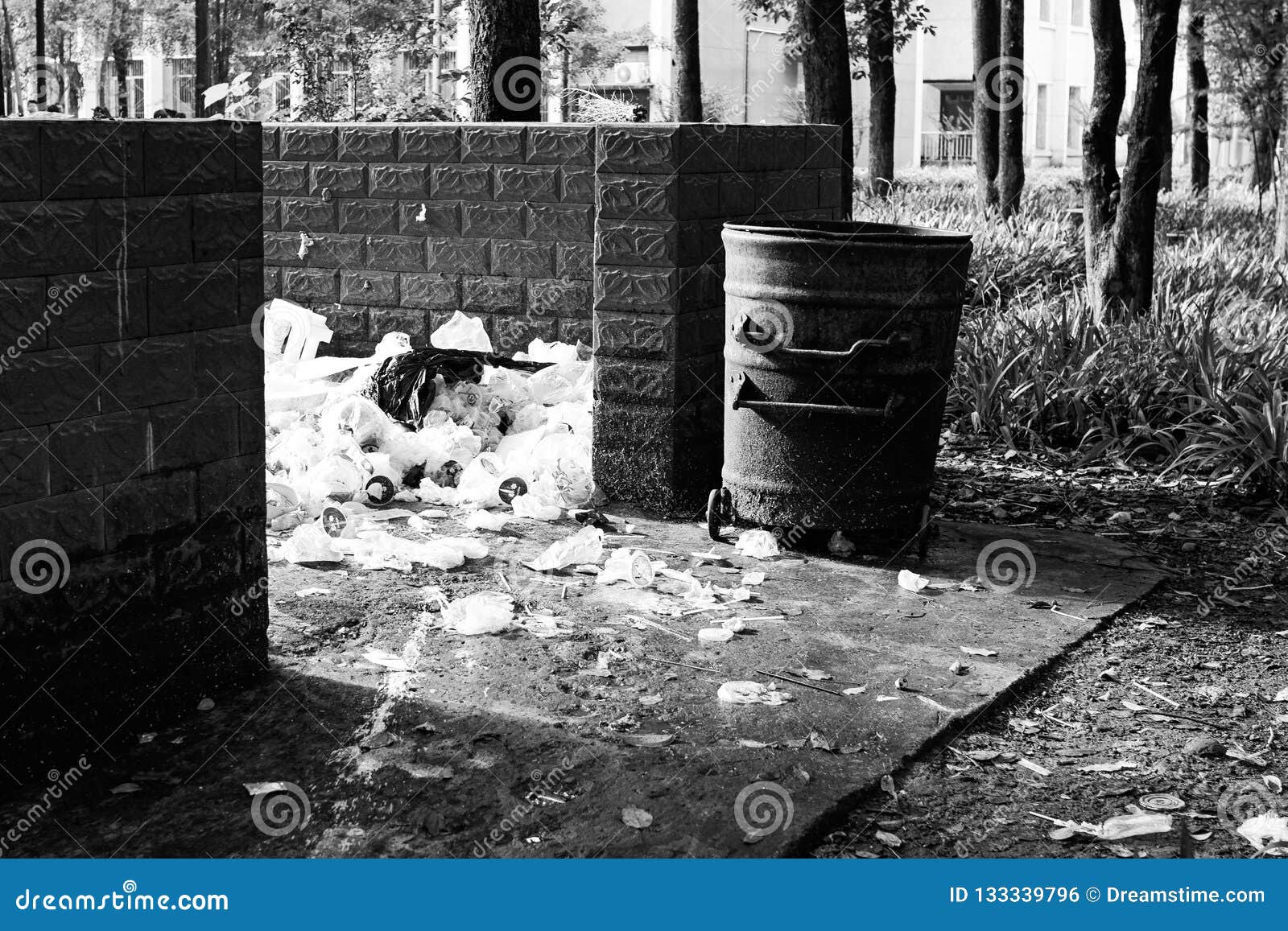 A trash heap in woods stock photo. Image of heap, light - 133339796