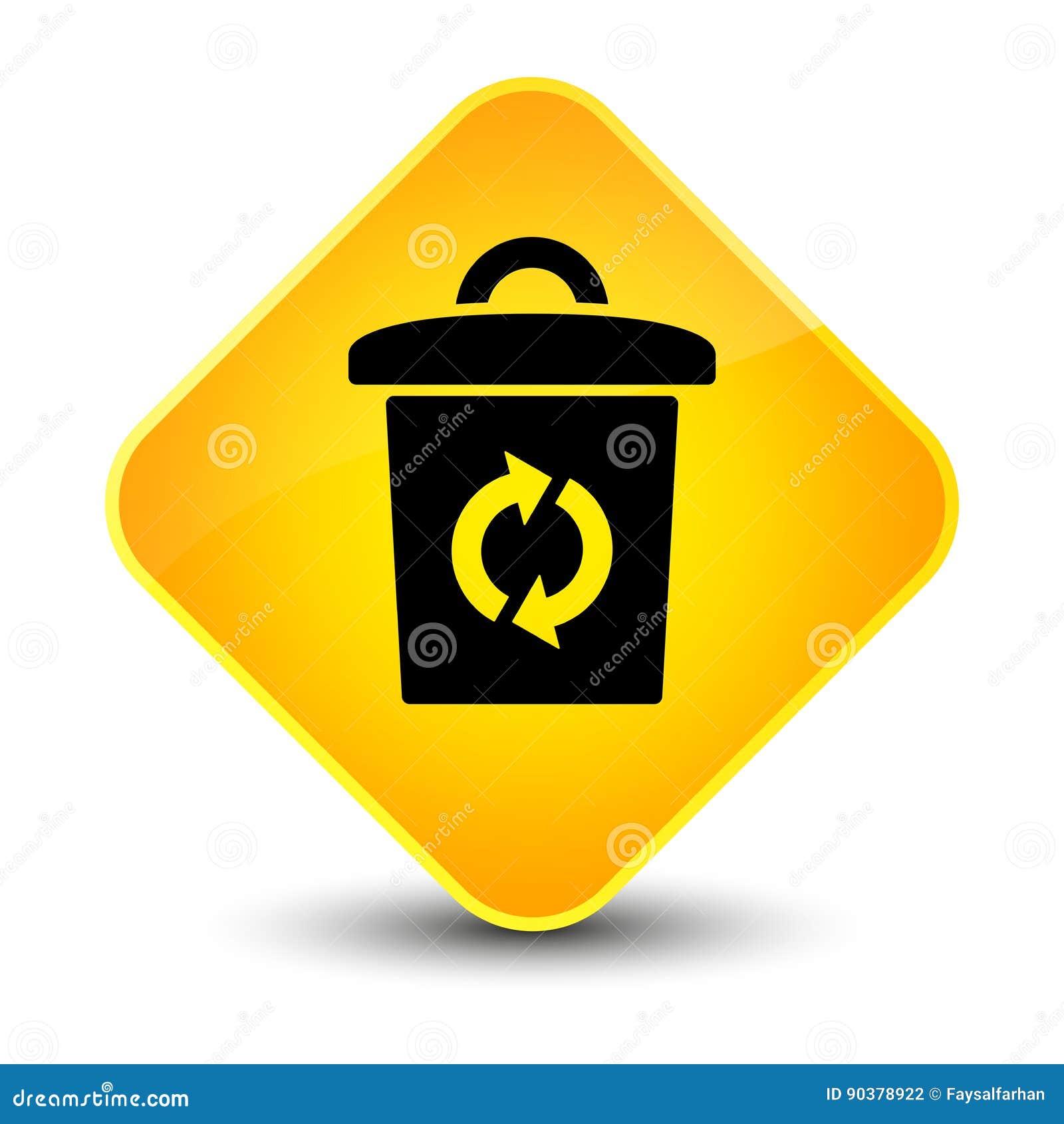 Trash Icon Elegant Yellow Diamond Button Stock Illustration ...