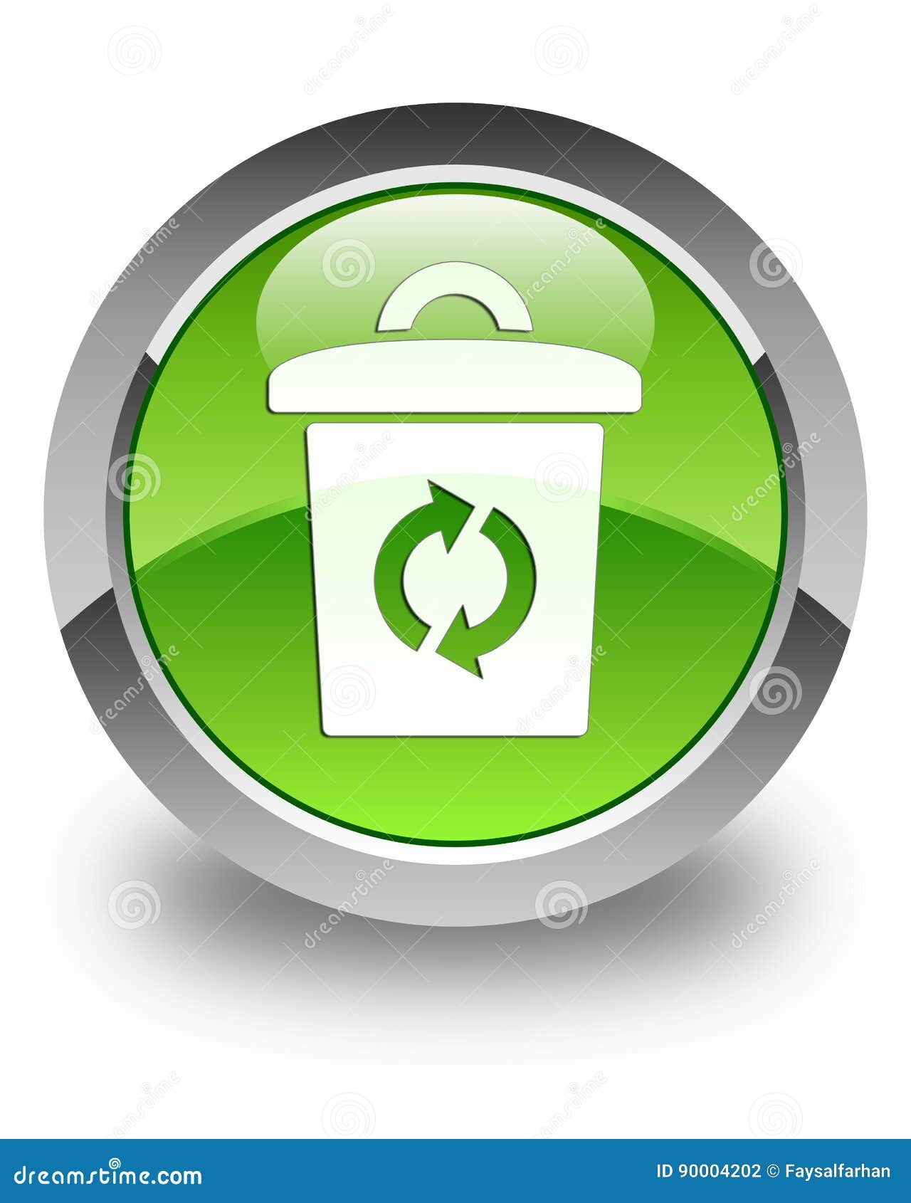Trash Icon Glossy Green Round Button Stock Illustration - Illustration ...