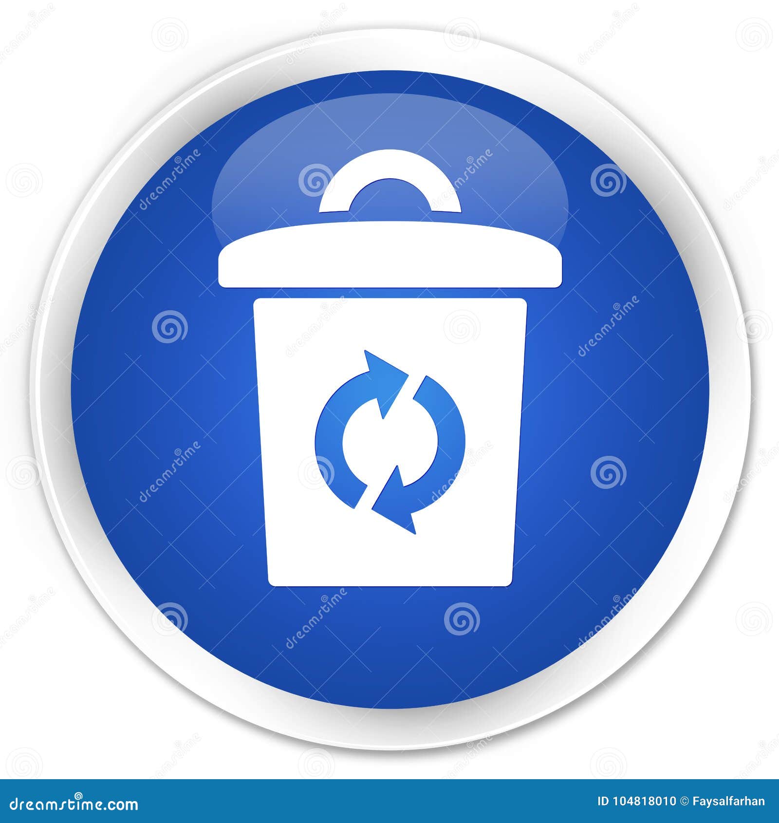Trash Icon Premium Blue Round Button Stock Illustration - Illustration ...