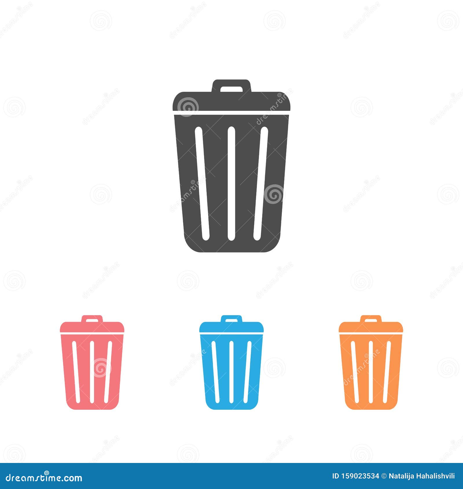 Trash Icon Set in Trendy Flat Design. Stock Vector - Illustration of ...