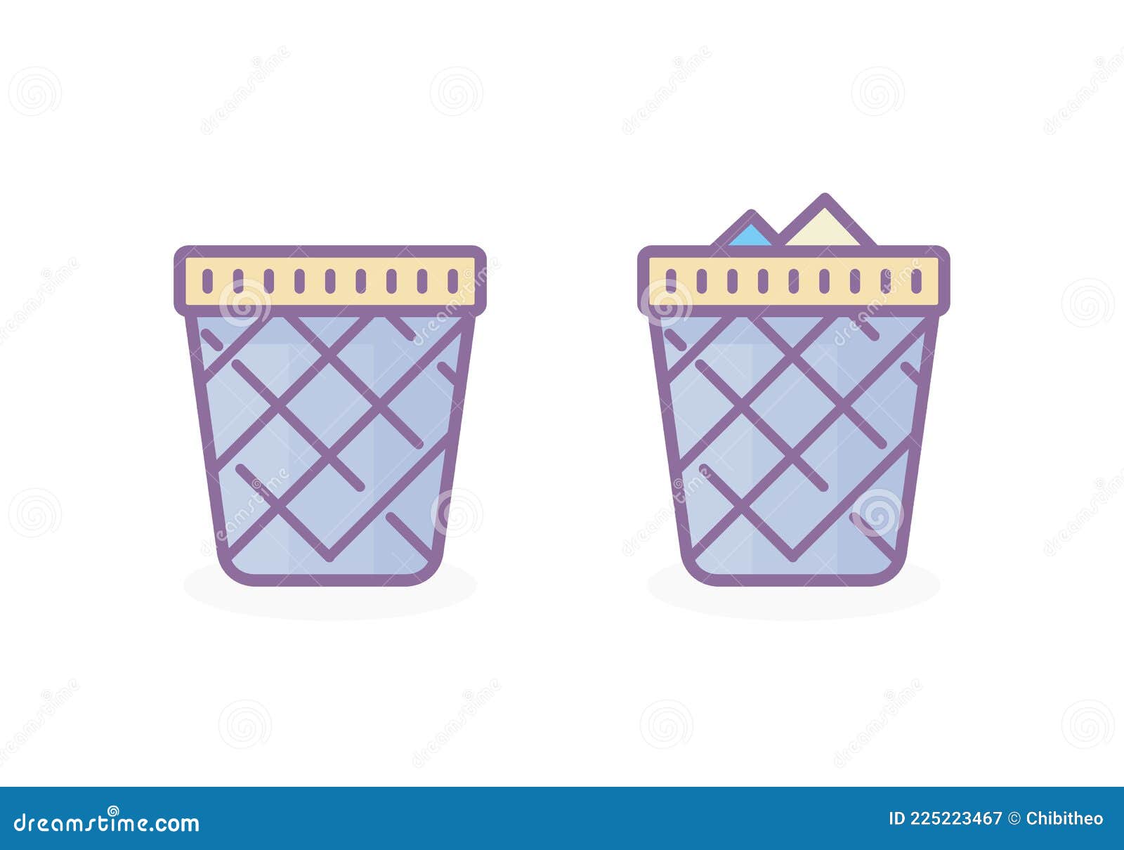 Trash Icon Isolated on Blue Color. Garbage Stock Vector - Illustration ...