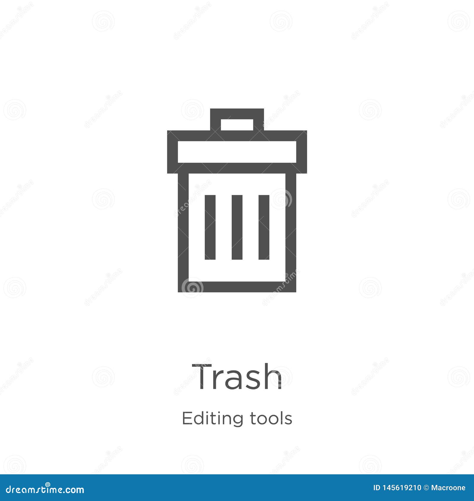 Trash Icon Vector from Editing Tools Collection. Thin Line Trash ...