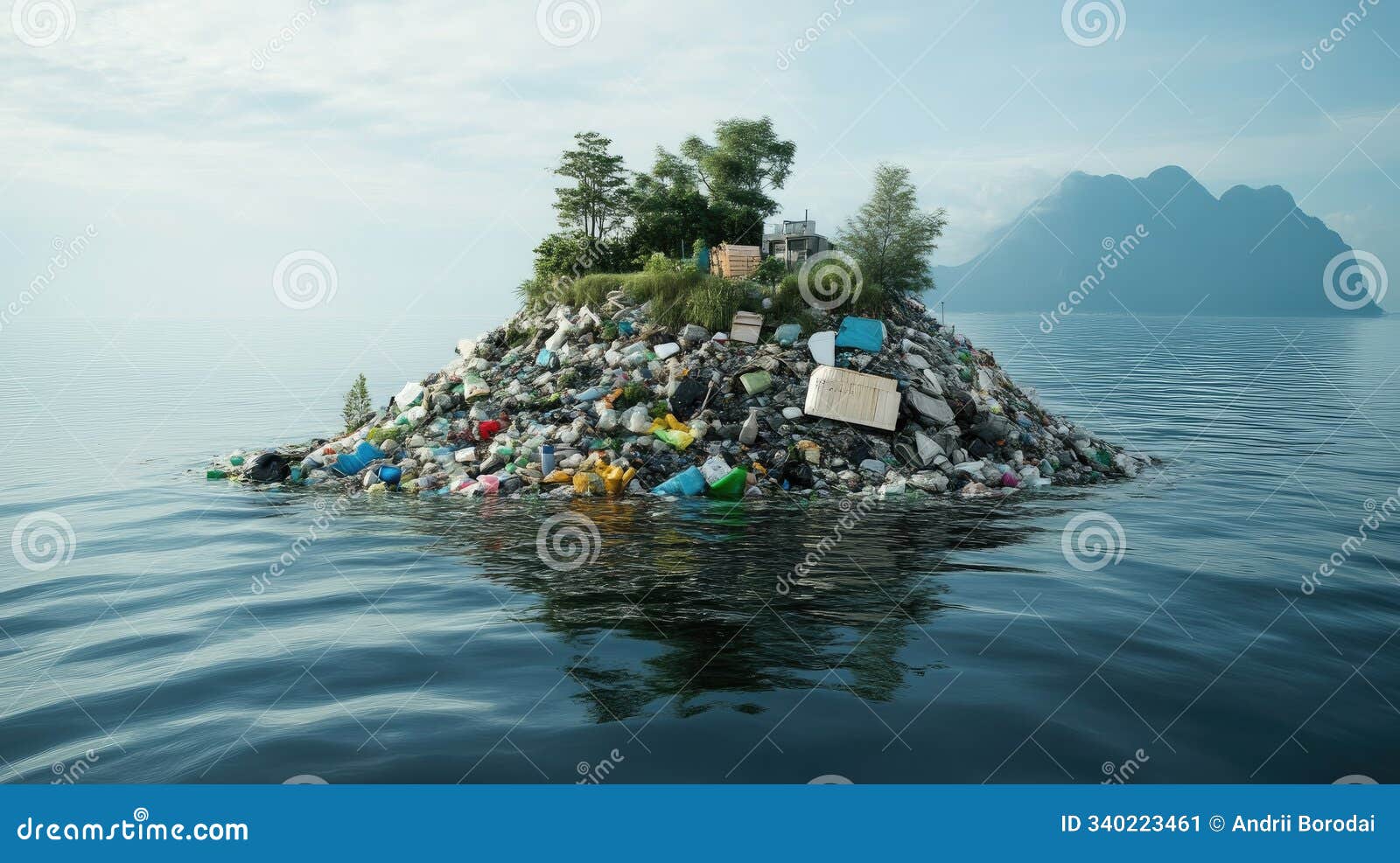 Trash Island: a Haunting Reflection of Waste. Stock Illustration ...