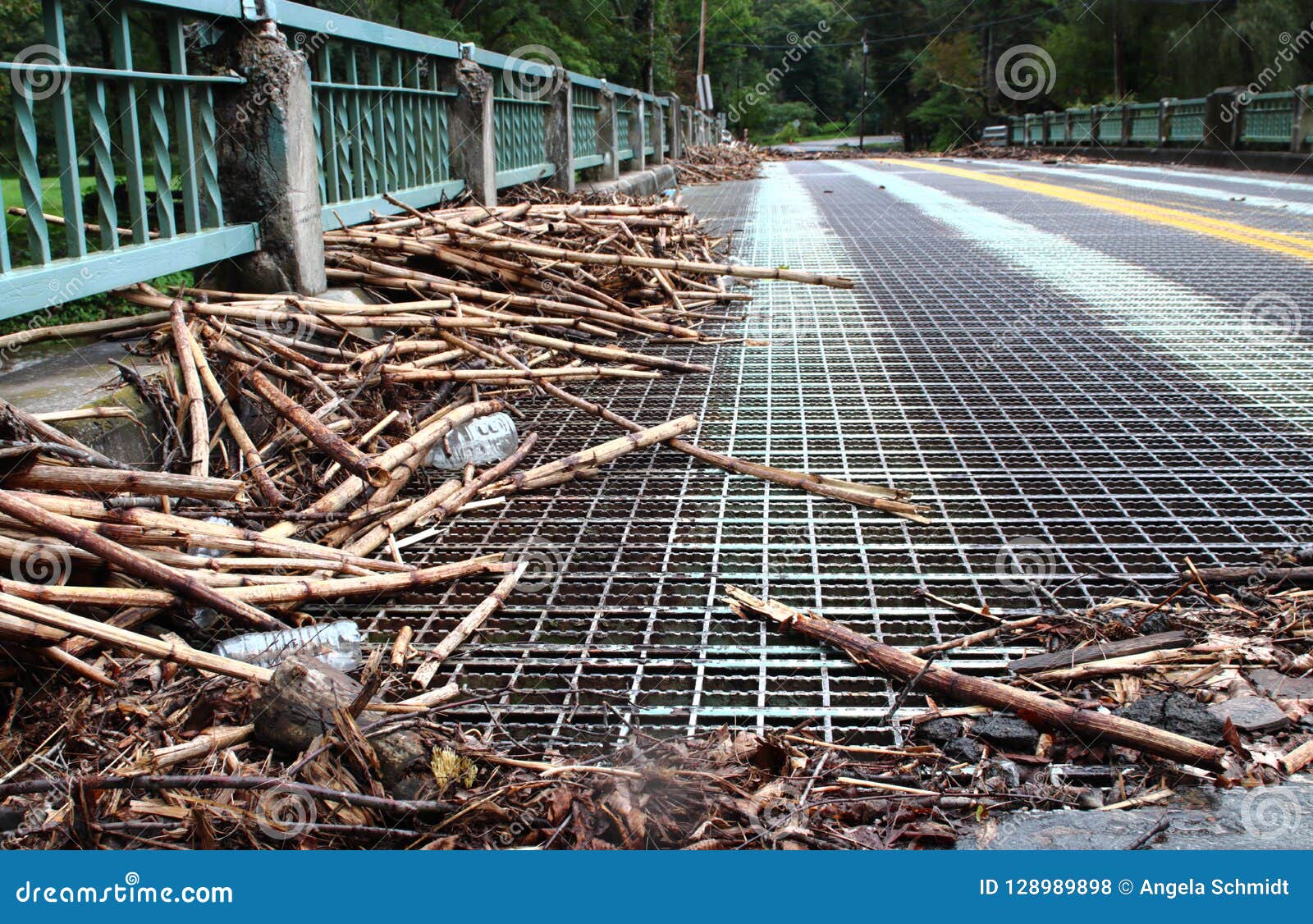 Trash Left on a Bridge after Flooding Stock Photo - Image of district ...