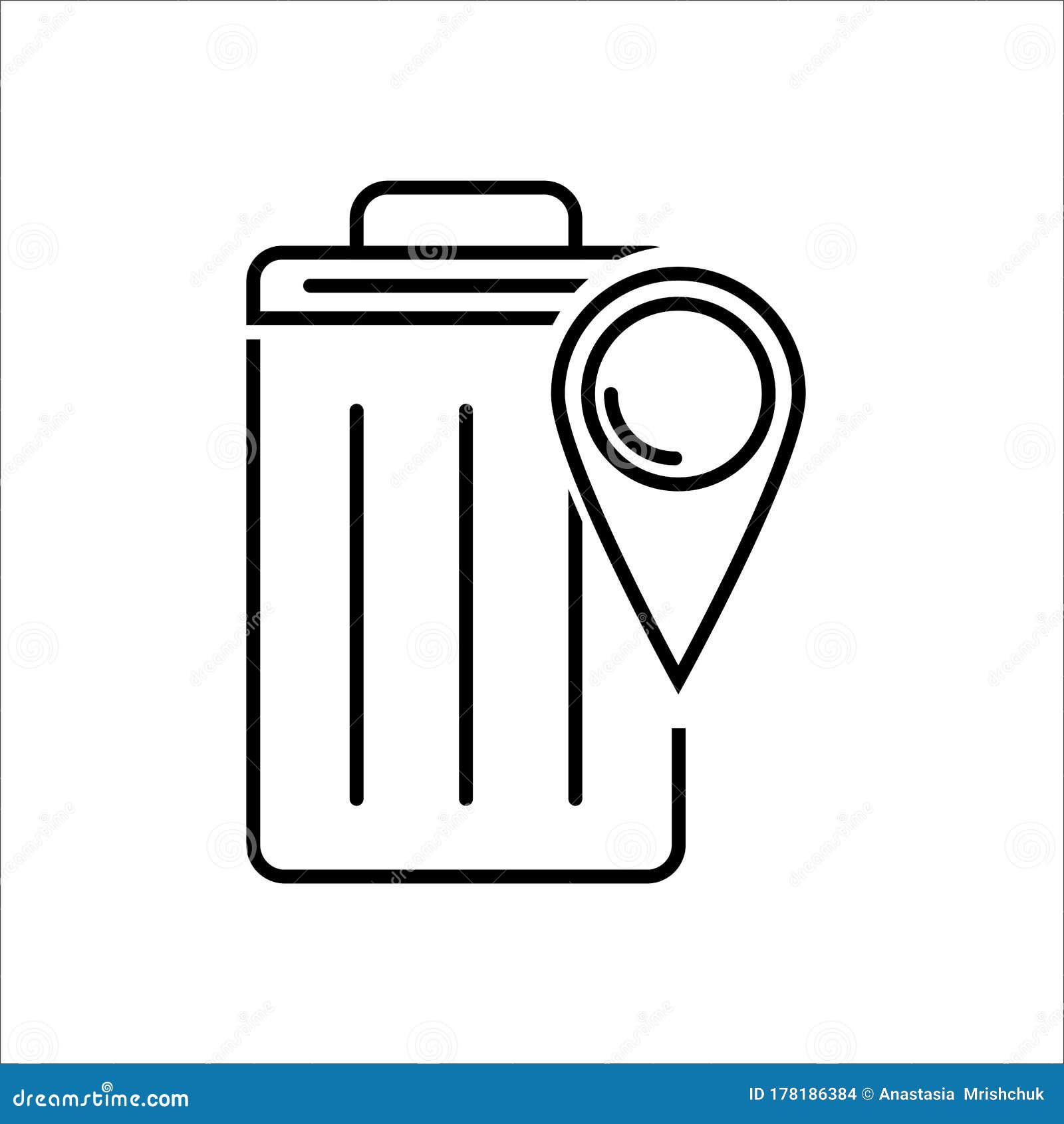 Trash Location Icon on White Background. Vector Illustration Stock ...