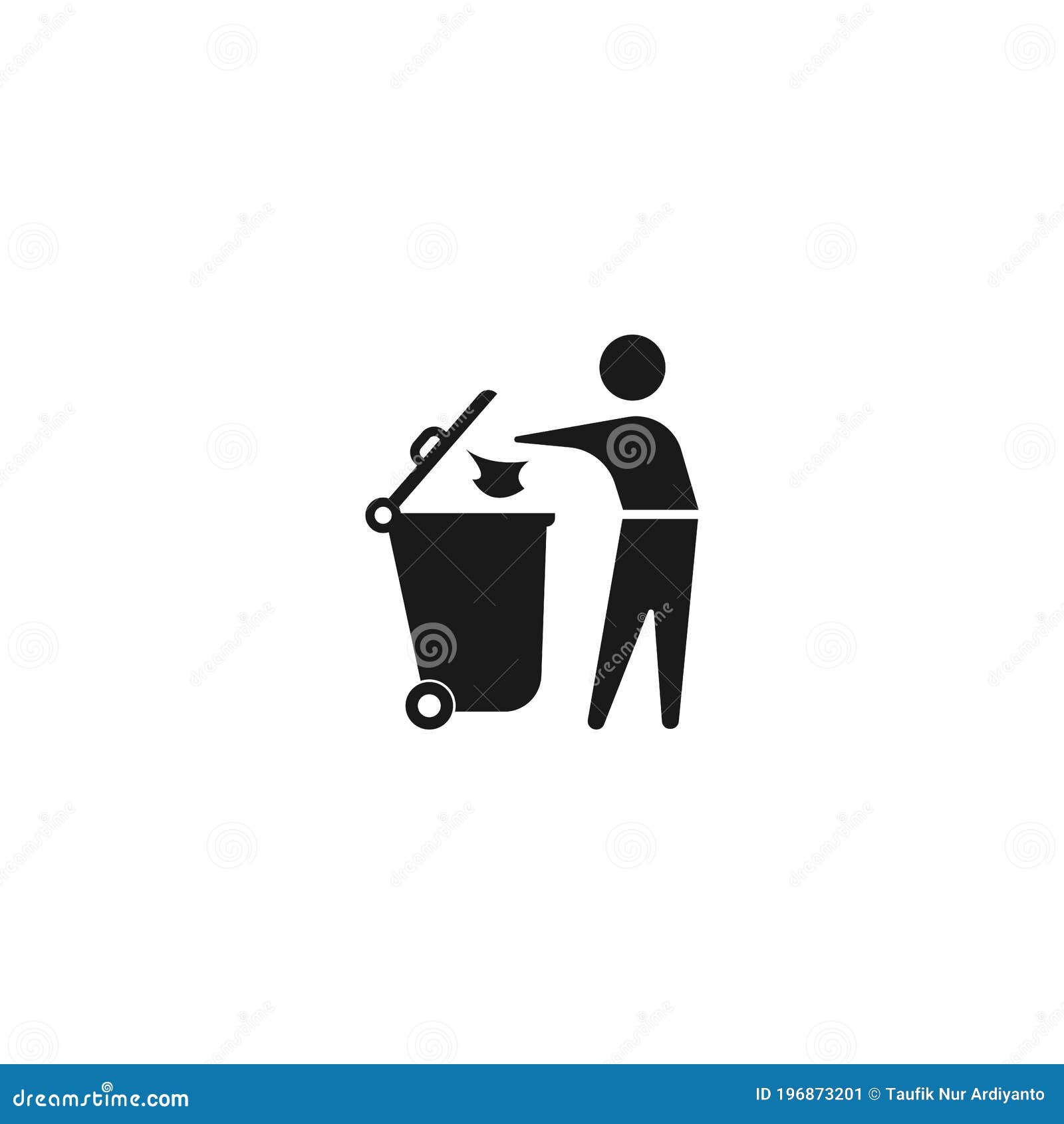 Trash and man icon vector stock vector. Illustration of icon - 196873201