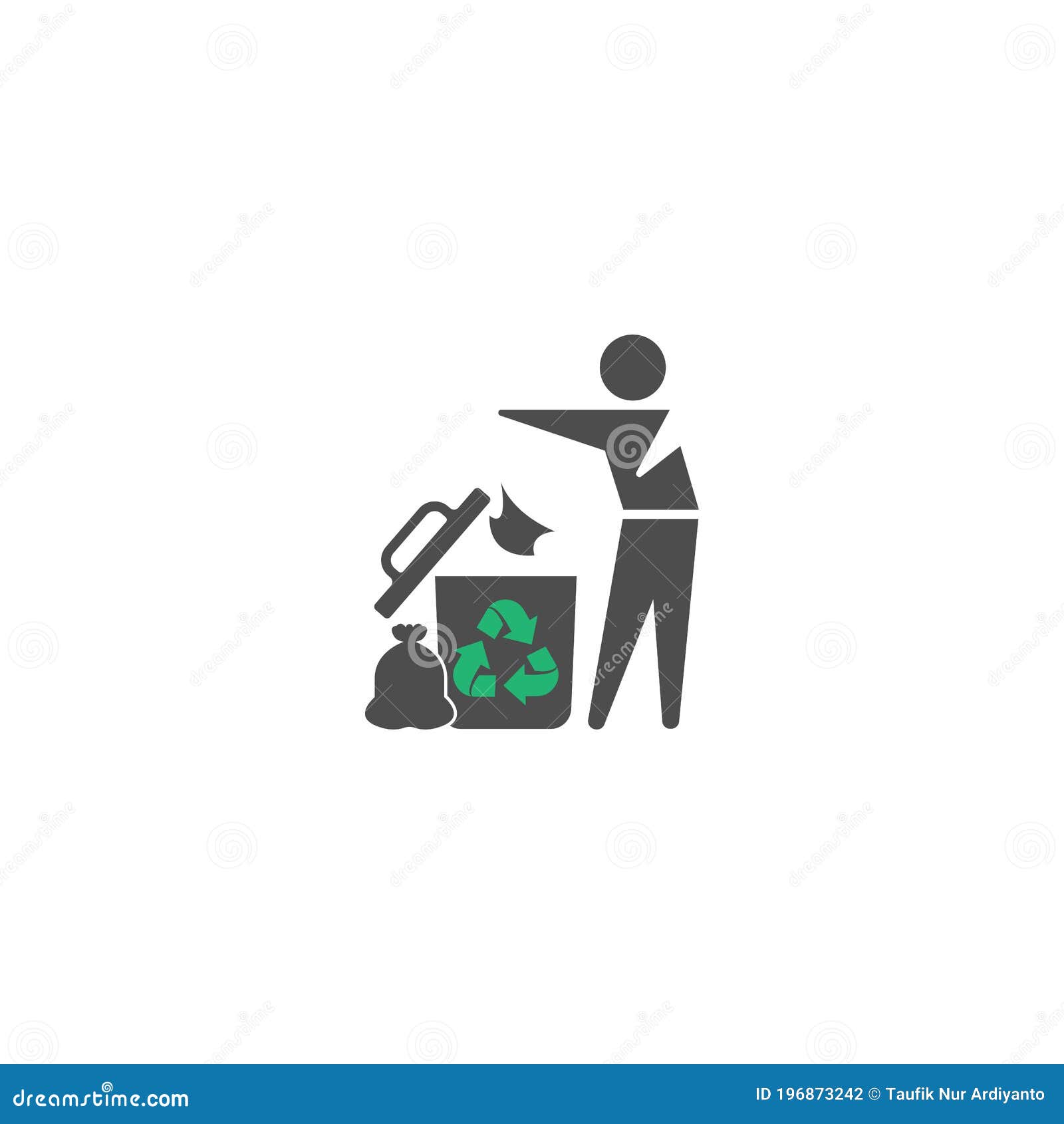Trash and man icon vector stock vector. Illustration of recycling ...