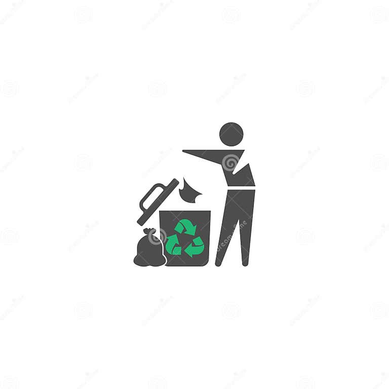 Trash and man icon vector stock vector. Illustration of recycling ...