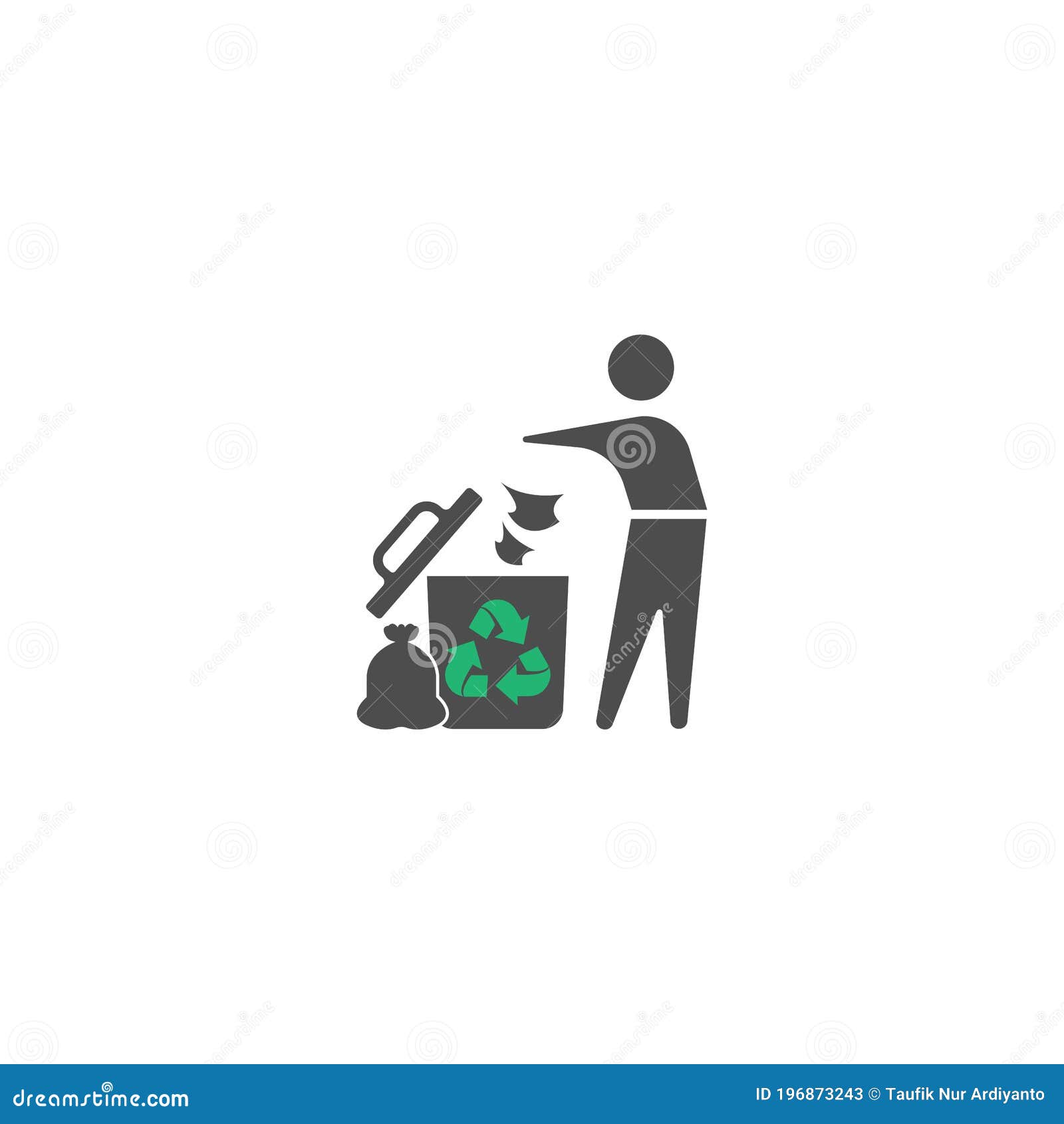 Trash and man icon vector stock vector. Illustration of design - 196873243