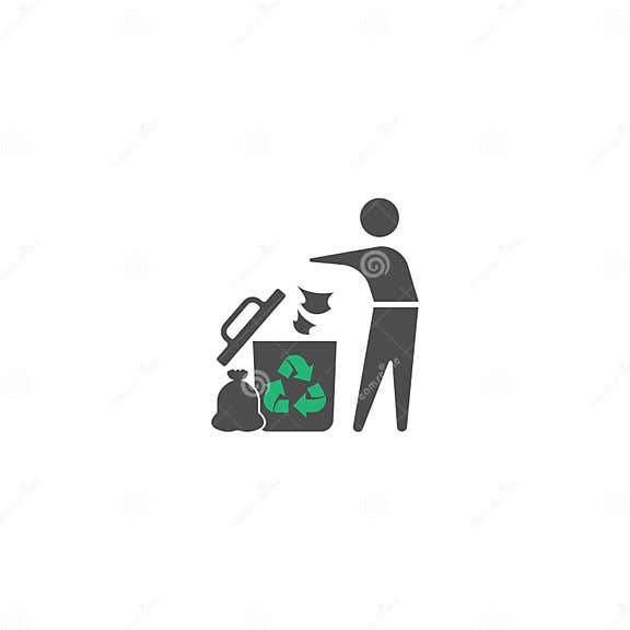 Trash and man icon vector stock vector. Illustration of design - 196873243