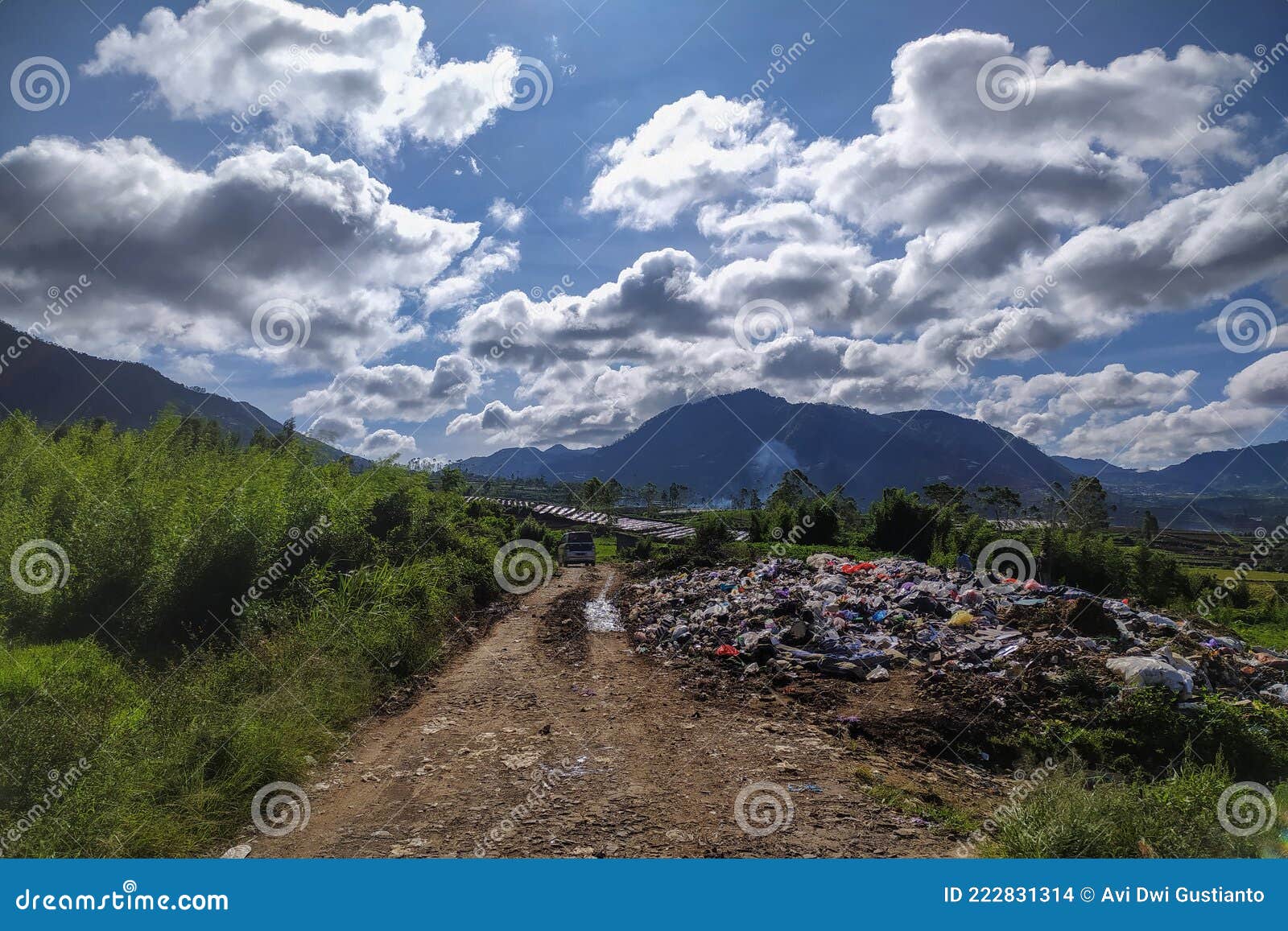 Trash on the mountain stock photo. Image of hill, nature - 222831314