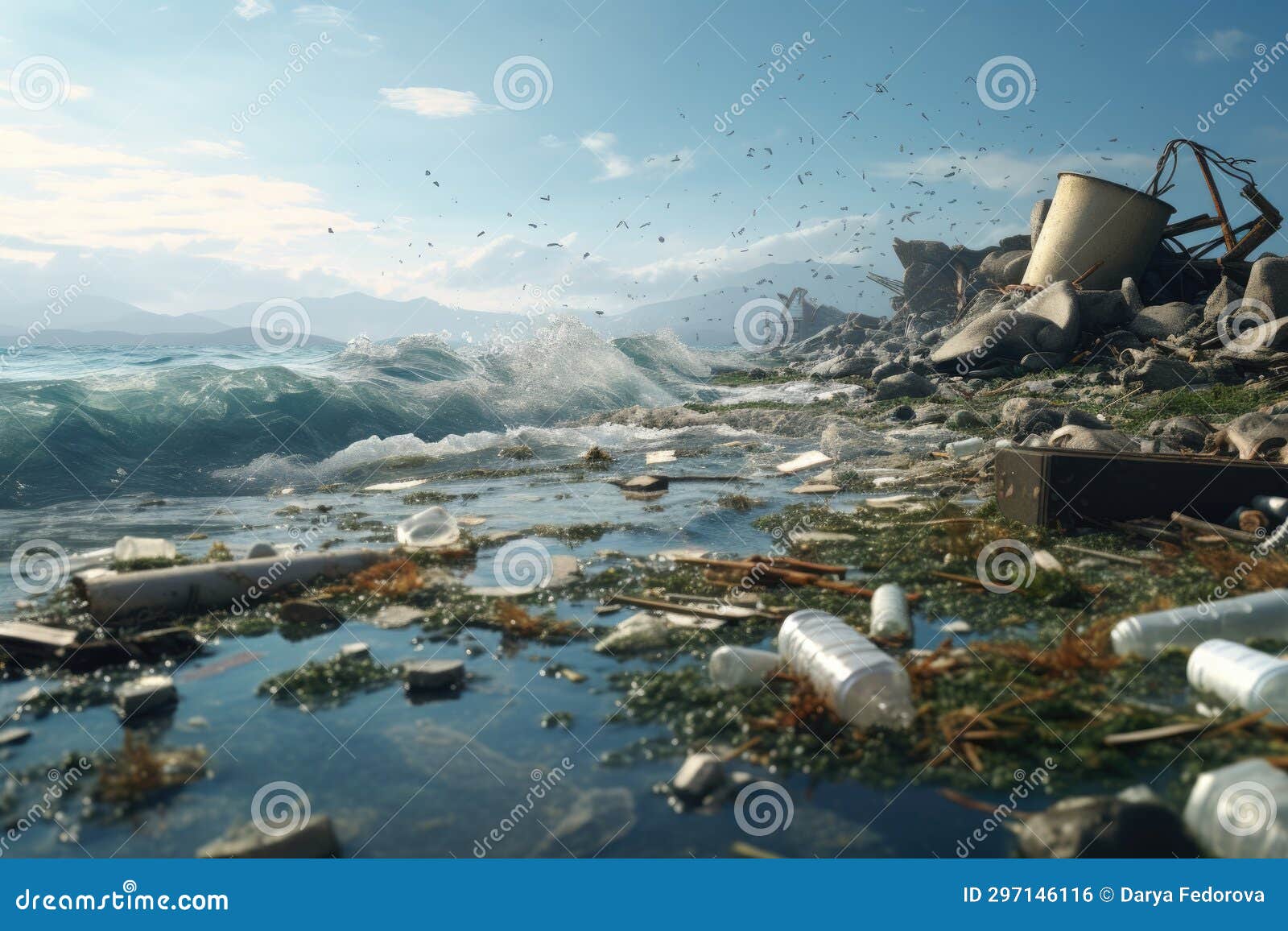 Trash on the Ocean Shore. Problem of Pollution and Ecology of the Sea ...