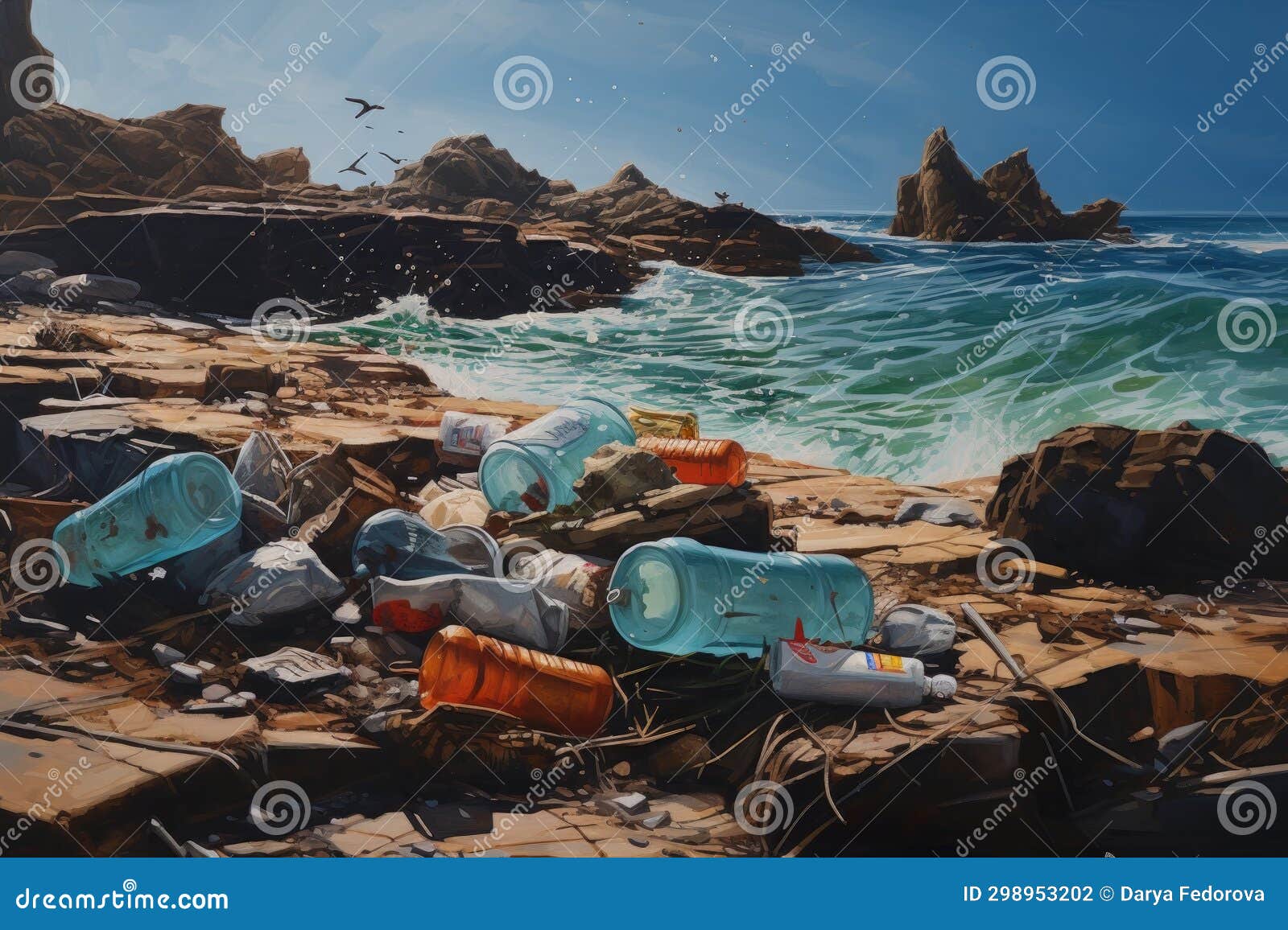 Trash on the Ocean Shore. Problem of Pollution and Ecology of the Sea ...