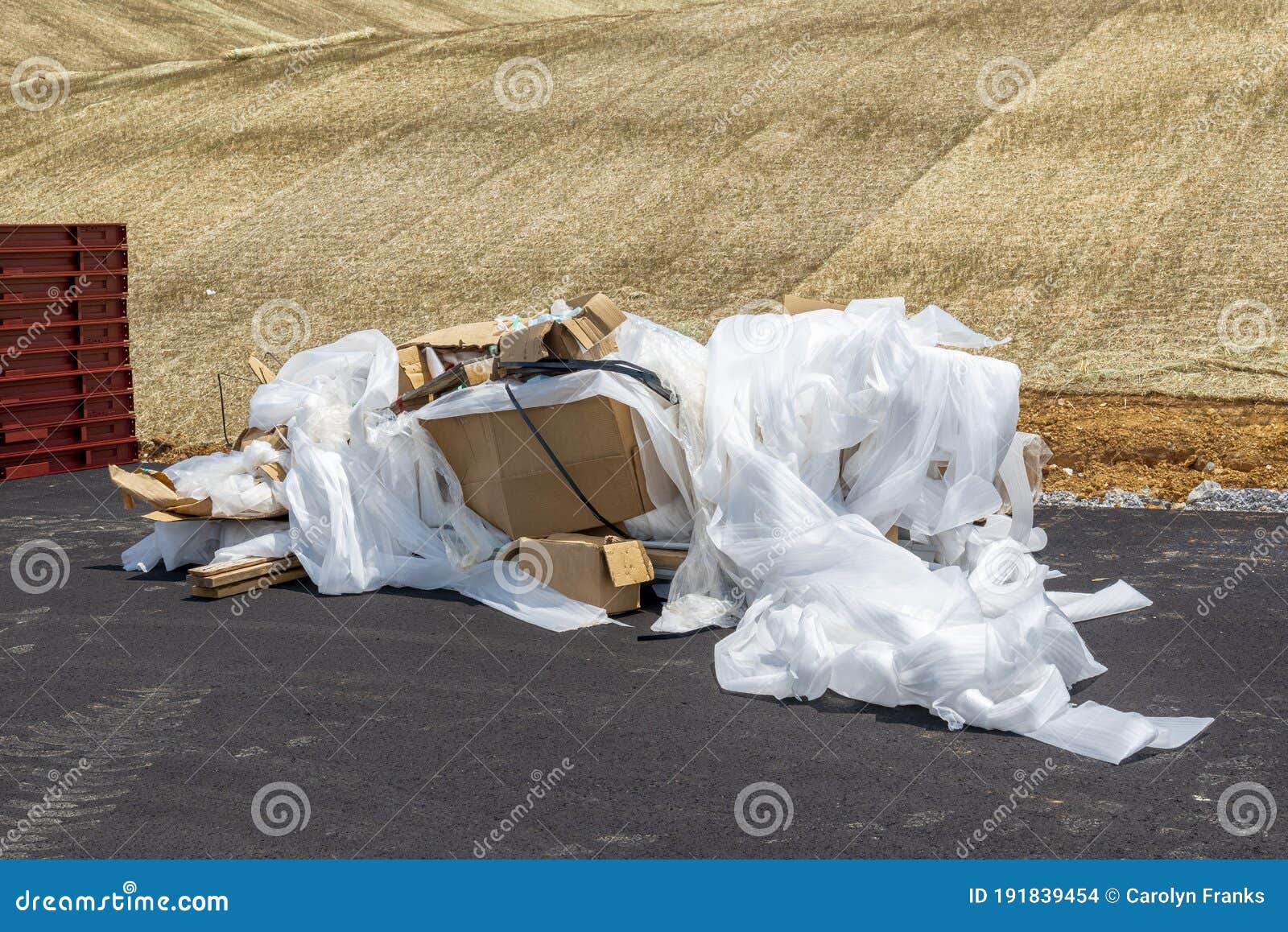 Trash Can With Pile Of Clothes. Fashion Harms The Environment. Royalty ...