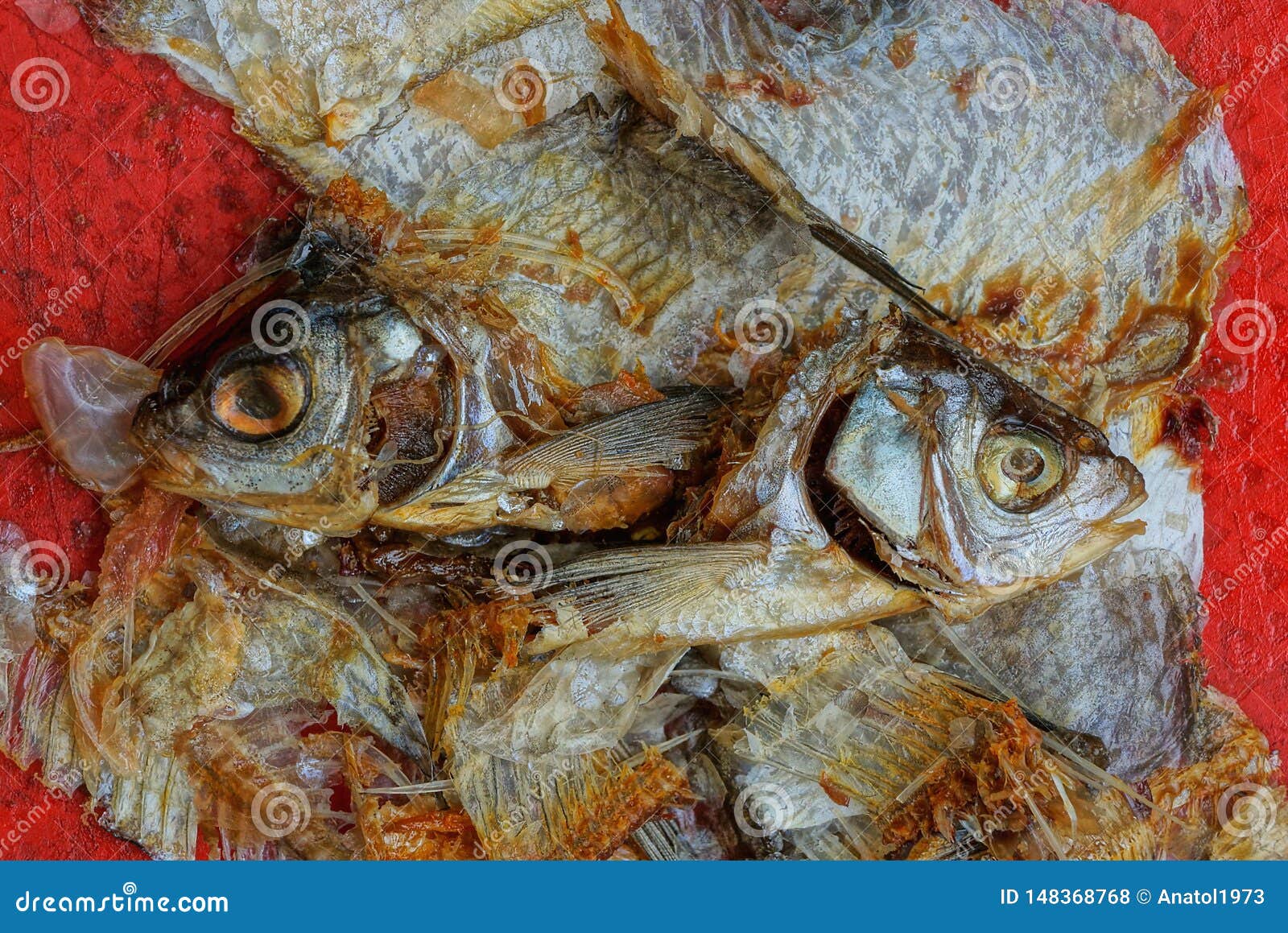 Trash from a Pile of Pieces of Fish from Bones and Heads Stock Photo ...