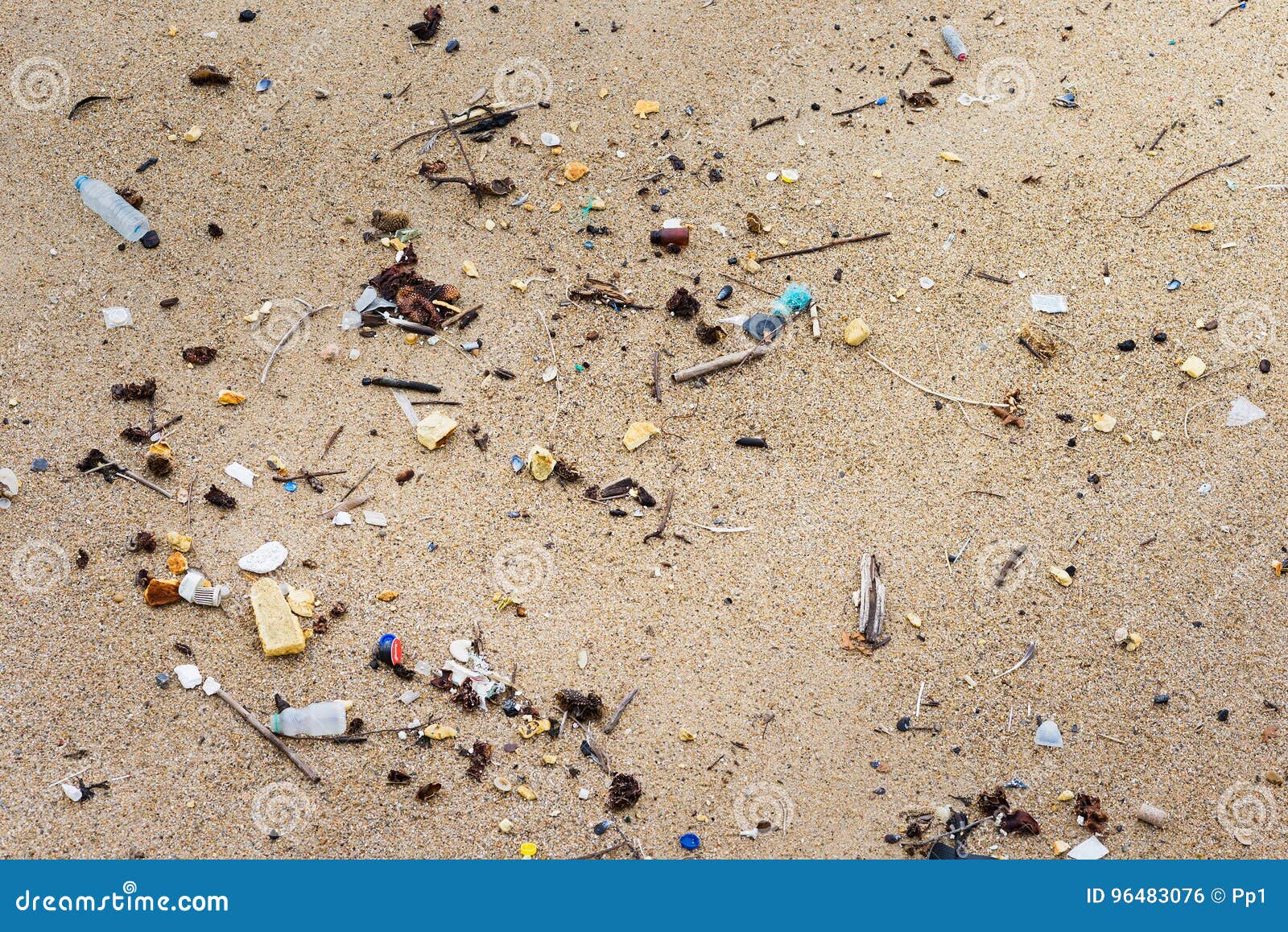 Trash Plastic Bottle Pollution at Sandy Beach Resort Stock Photo ...