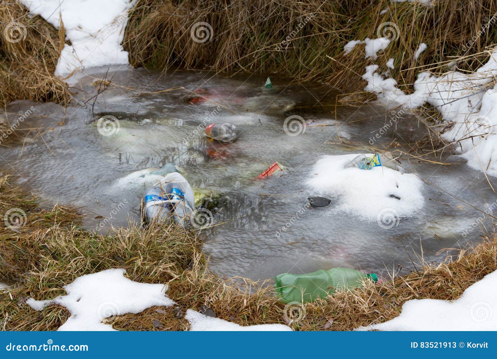 Trash in the Pool with Snow Stock Image - Image of east, environmental ...