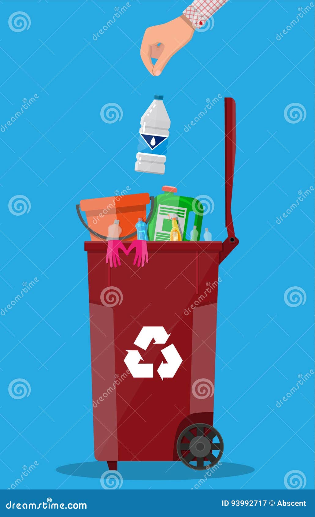 Garbage Bin Full Of Trash. Overflowing Container Vector Illustration ...