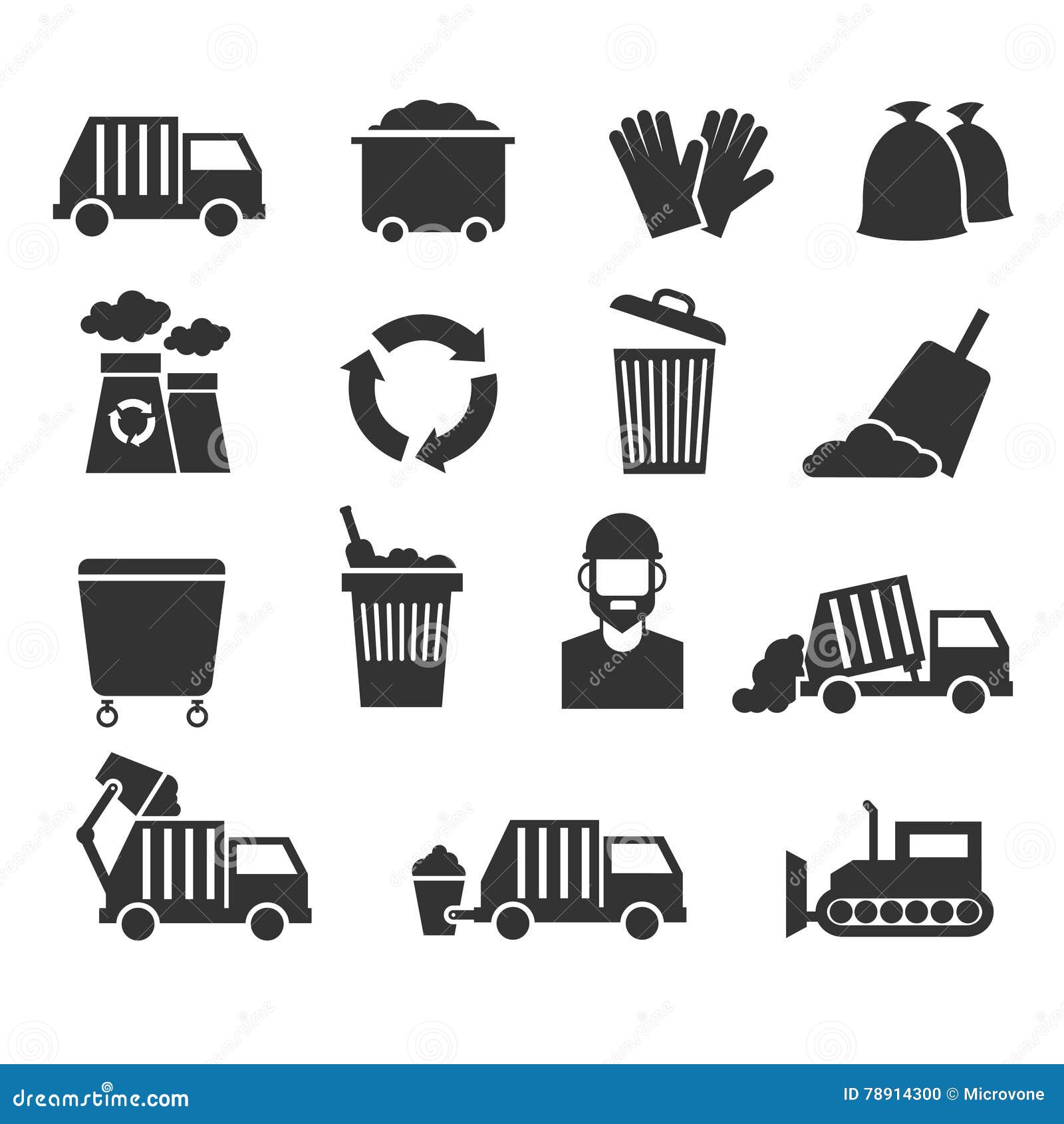Trash Recycle Garbage Waste Vector Icons Stock Vector - Illustration of ...