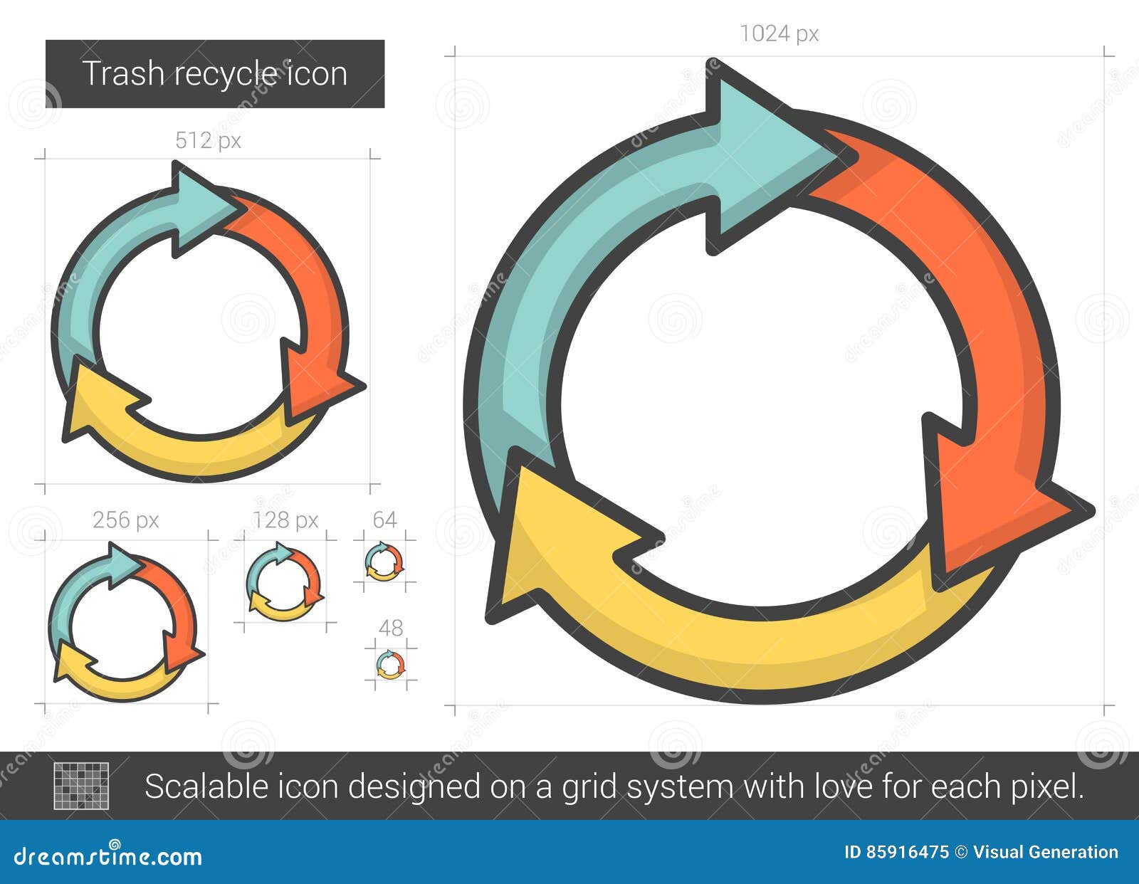 Trash recycle line icon. stock vector. Illustration of pattern - 85916475