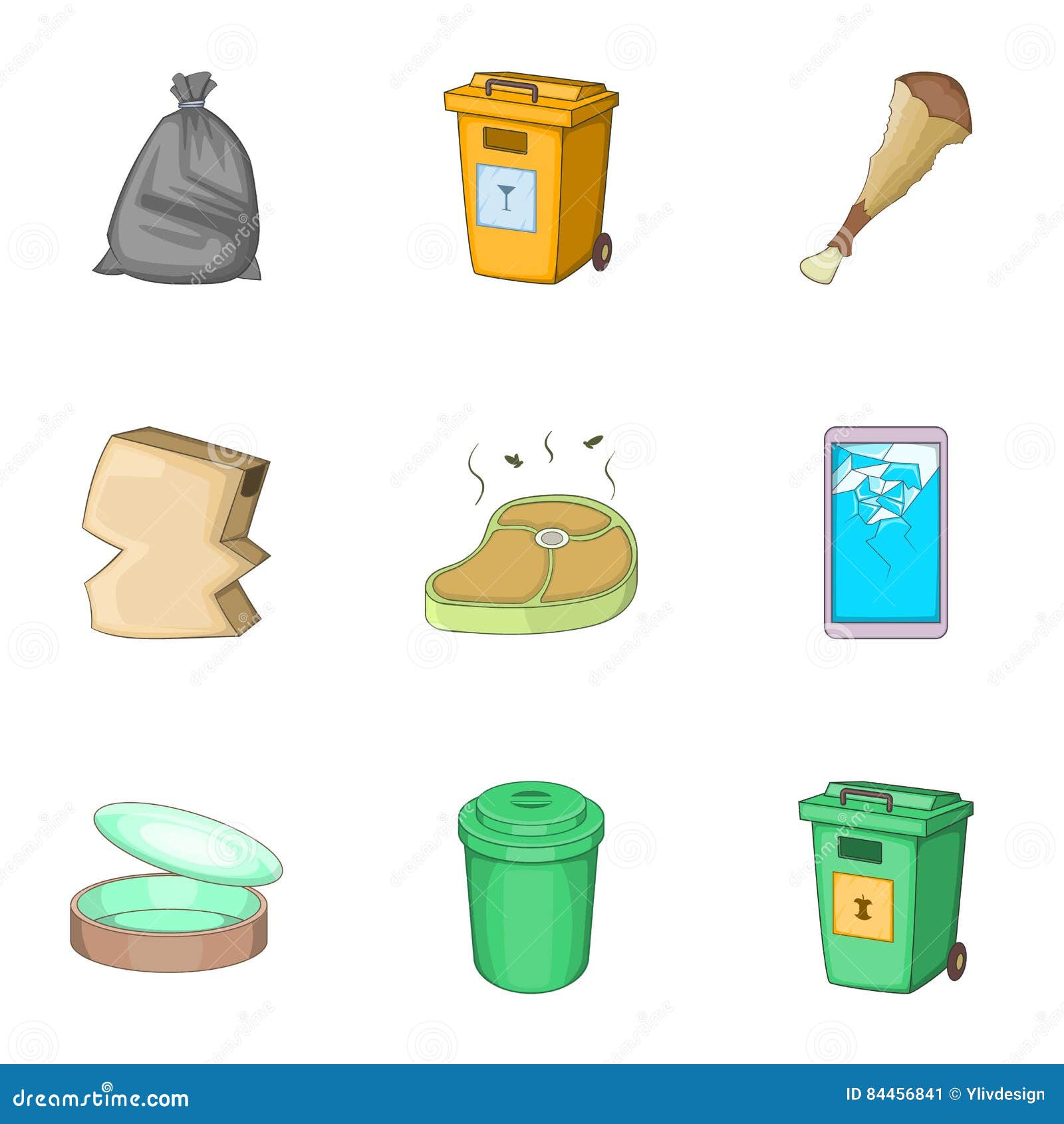 Trash for Recycling Icons Set, Cartoon Style Stock Vector ...