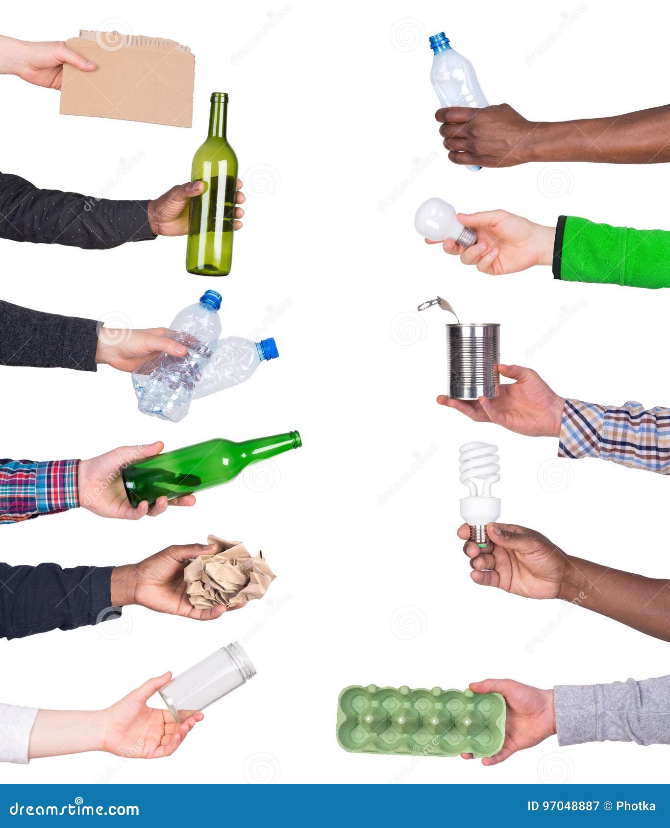 Trash Samples in Hands Isolated on White Stock Image - Image of african ...