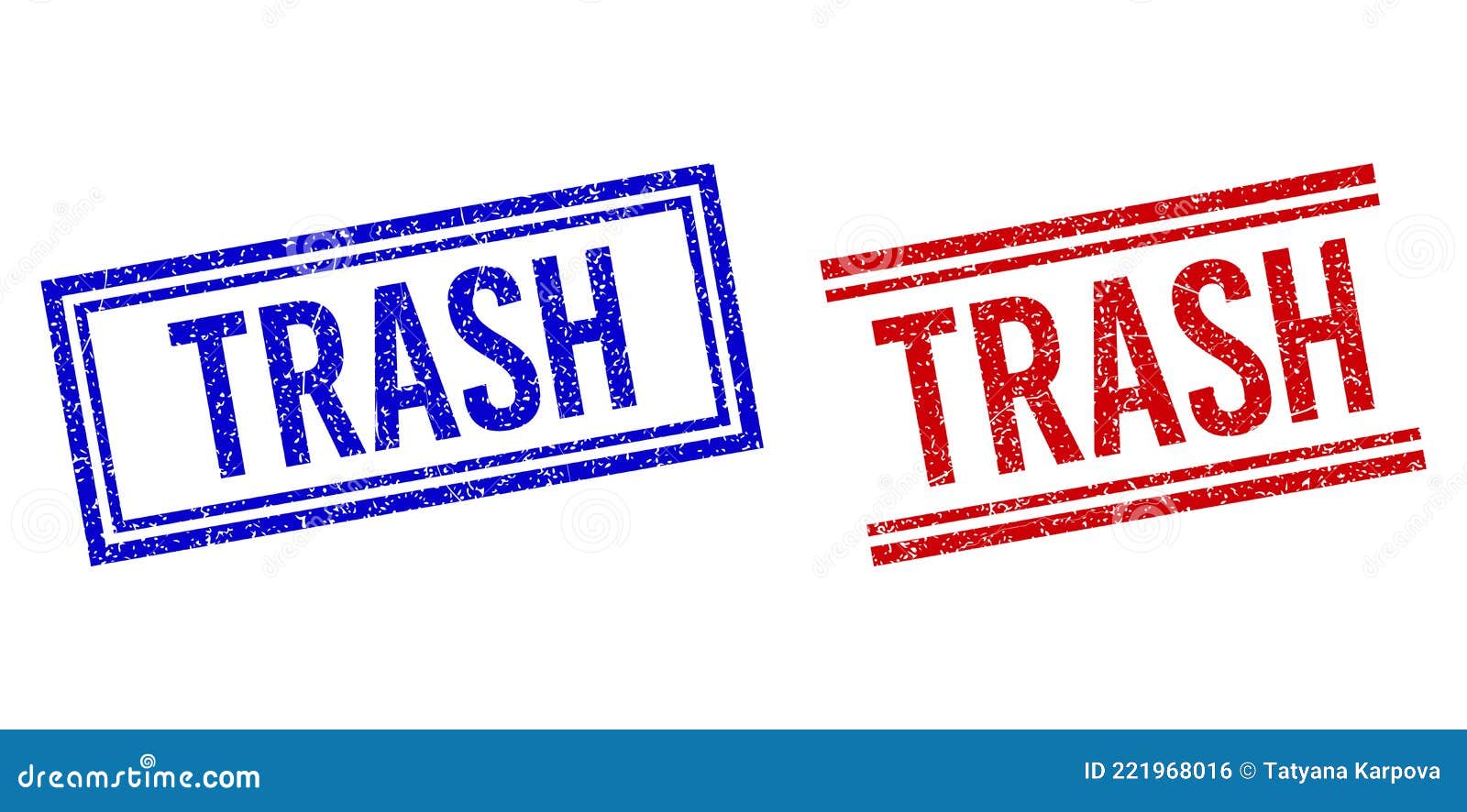 Rubber Textured TRASH Stamp Seals with Double Lines Stock Vector ...
