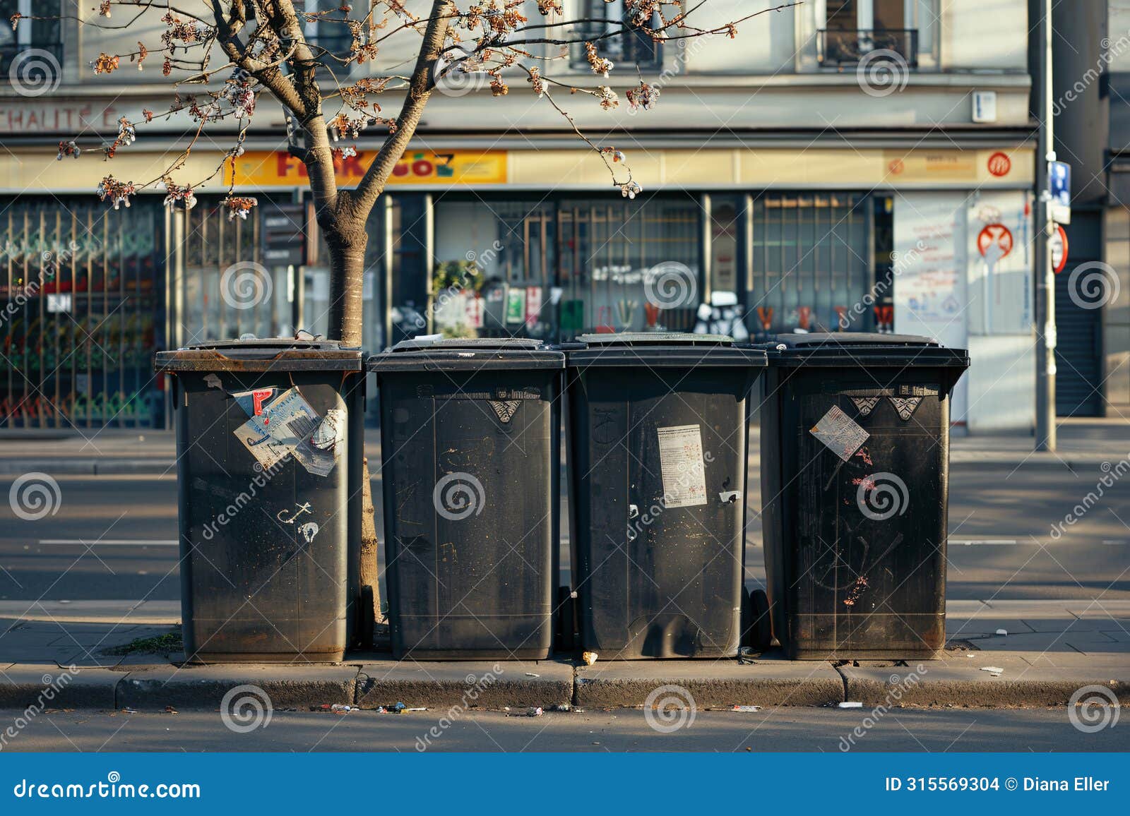 Trash Separation Concept, Trash Bins on the Street Stock Illustration ...