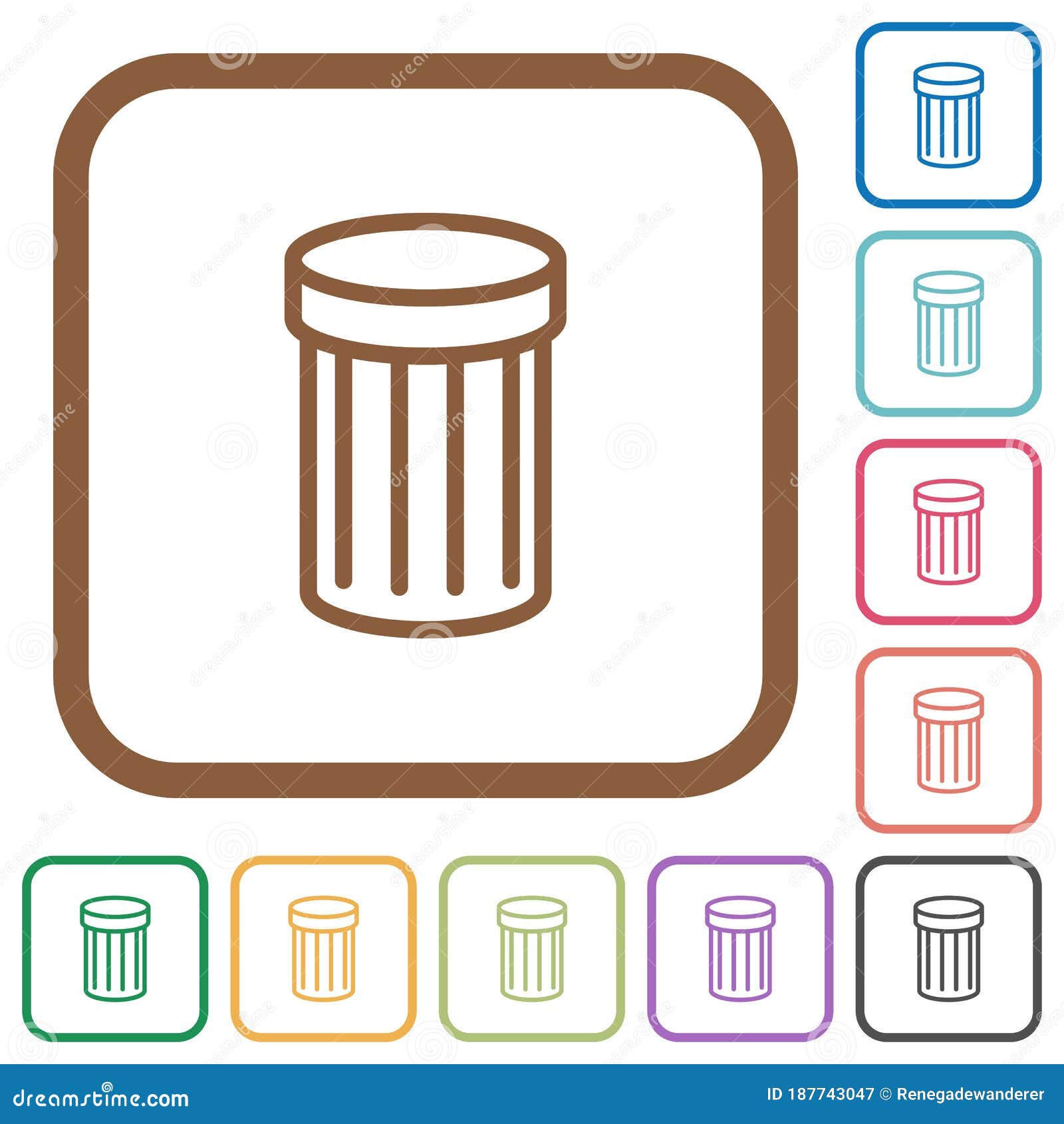 Trash simple icons stock vector. Illustration of purple - 187743047