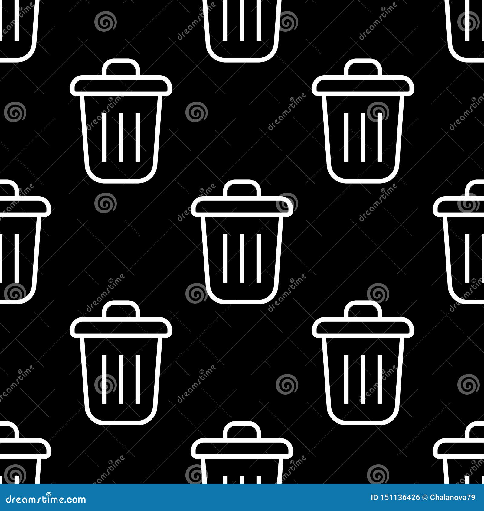 Trash Simple Vector Icon Seamless Pattern. Illustration Symbol Design ...