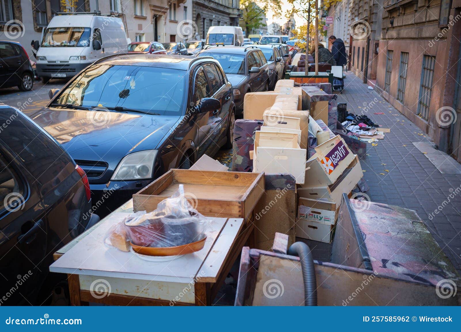 Trash in the Streets of Budapest on Garbage Day Editorial Photography ...