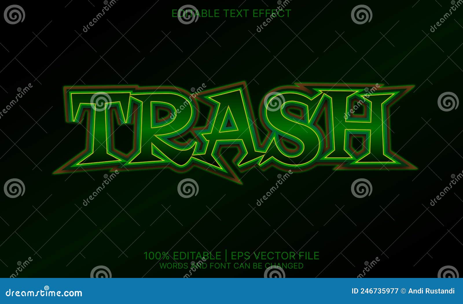 Trash Text Effect Wrapped Green Color Stock Vector - Illustration of ...
